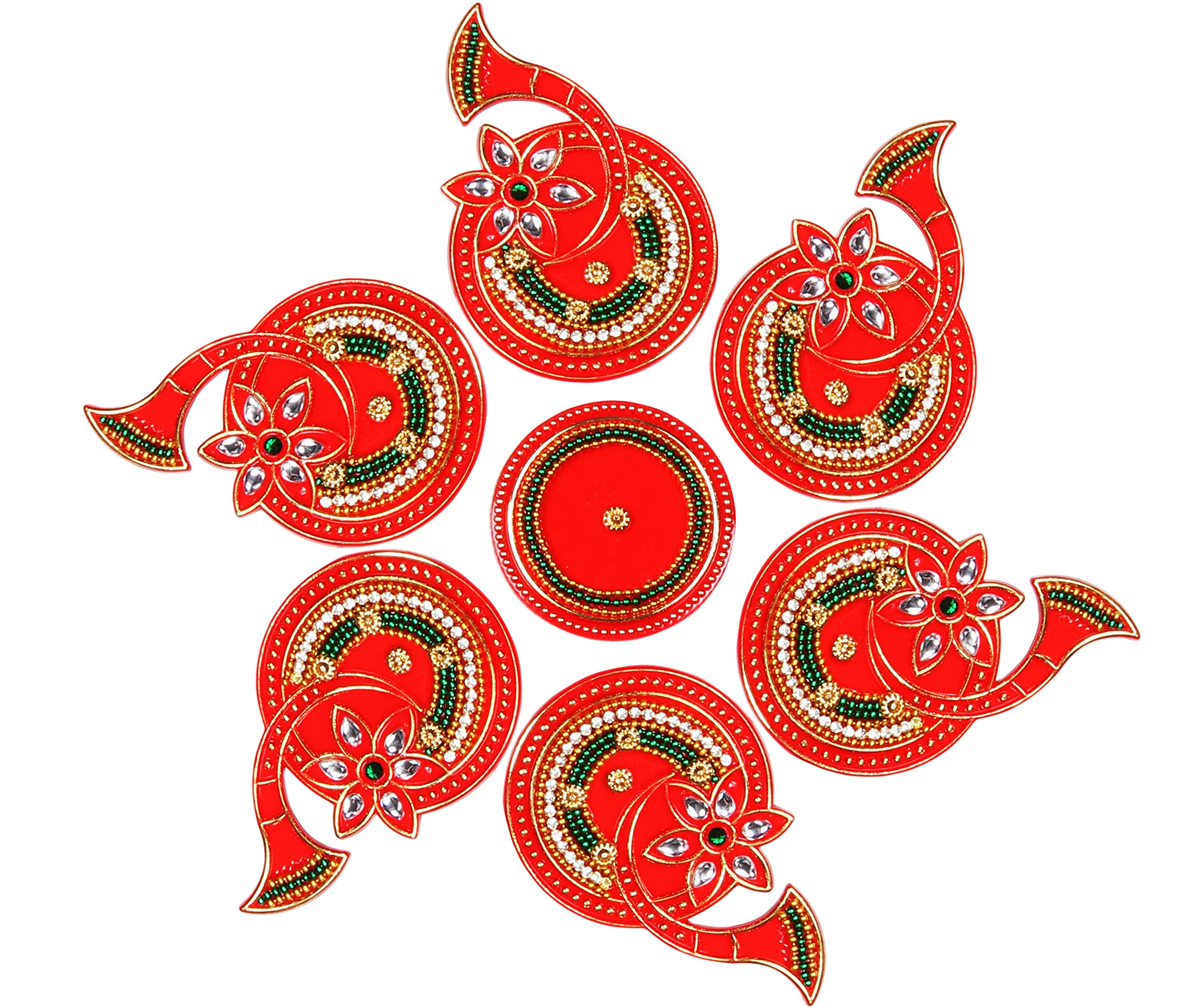 Red Shehnai Acrylic Diwali Rangoli Stickers For Pooja Room Rangoli ...