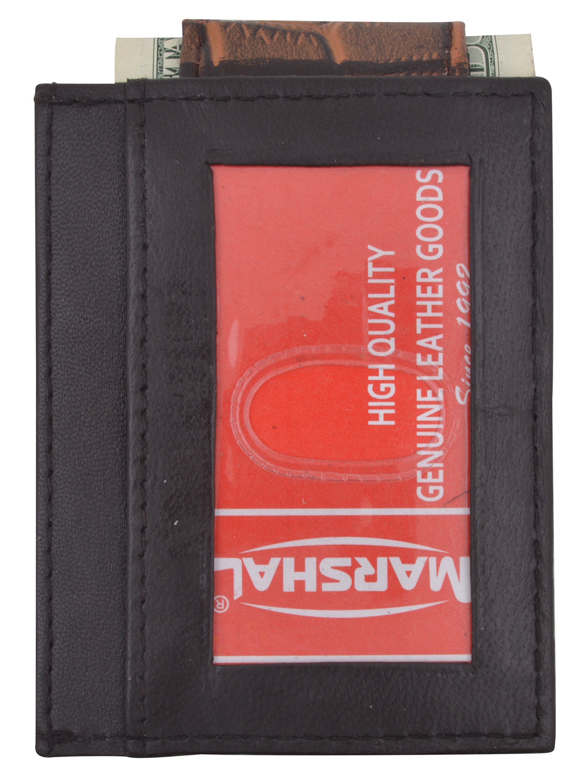 Amazon.com: Genuine Leather Money Clip front pocket wallet with magnet ...