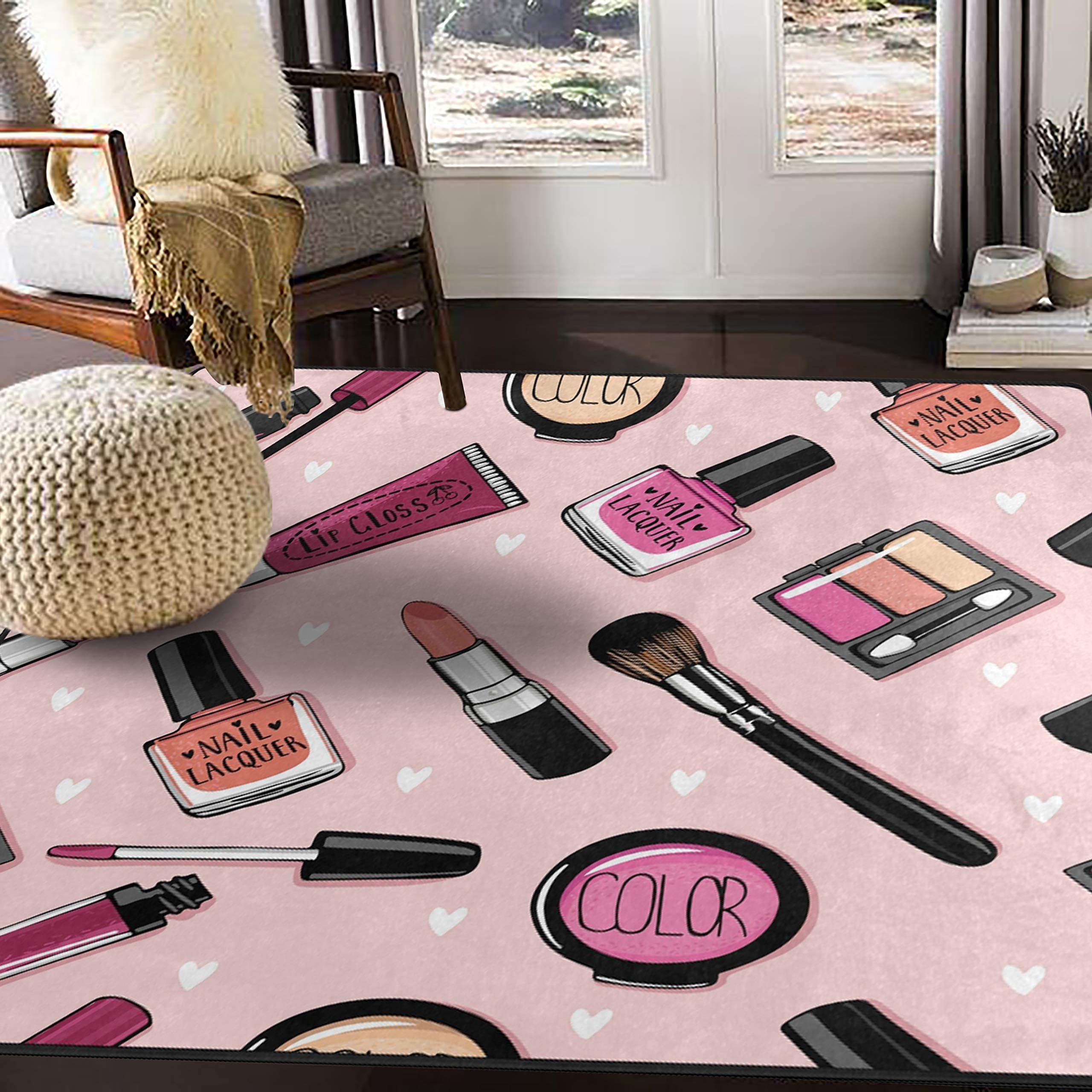 Amazon.com: Girls Mat Kid Carpet Cosmetic and Makeup Theme Pattern with ...