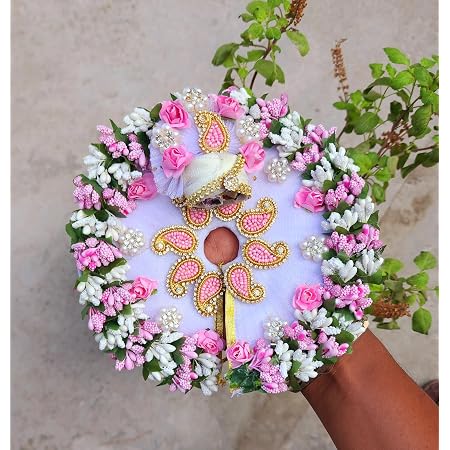 KK Groups Dark mehroon Colour hevay Flower Design poshak for laddu ...