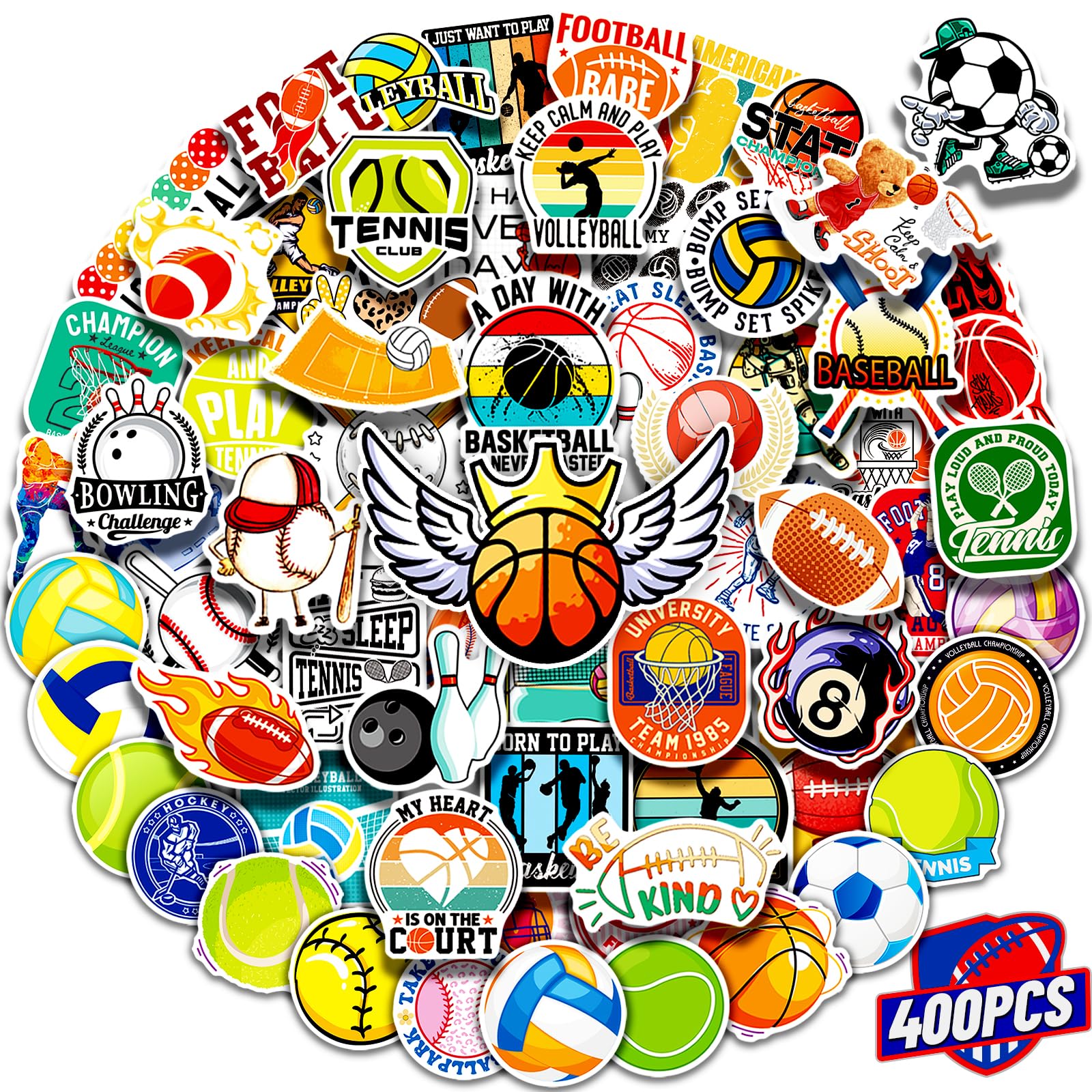 Snapklik.com : 400 Sports Stickers For Water Bottles, Sports Boys ...