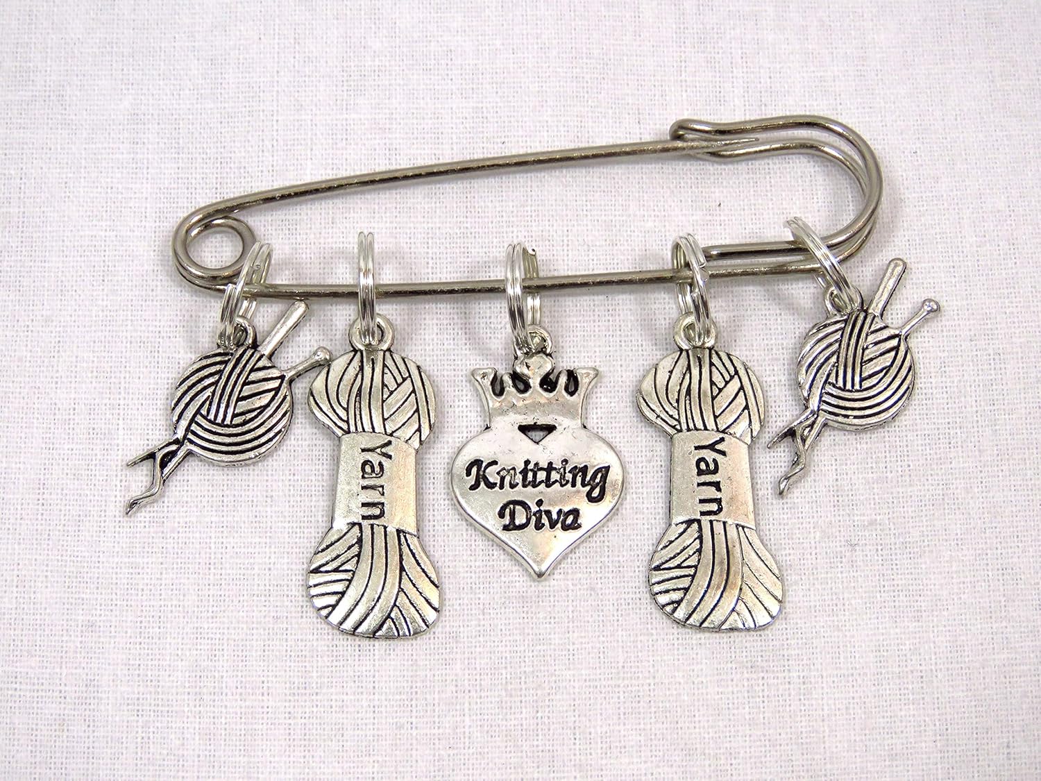 Amazon.com: Knitting Diva - 5 Silver Knitting Stitch Markers by Charmed ...