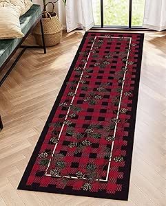 Amazon.com: Rustic Runner Rug for Hallway, 2.6x10ft, Wildlife Red Black ...