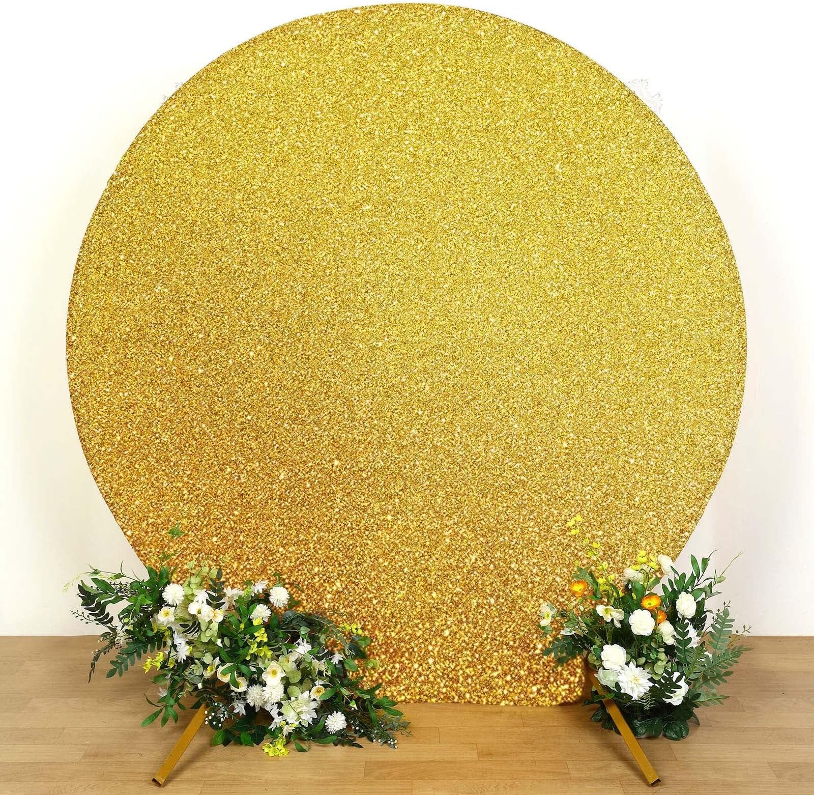 Amazon.com : Laeacco 7.2x7.2ft Glitter Gold Round Backdrop Shiny Gold ...