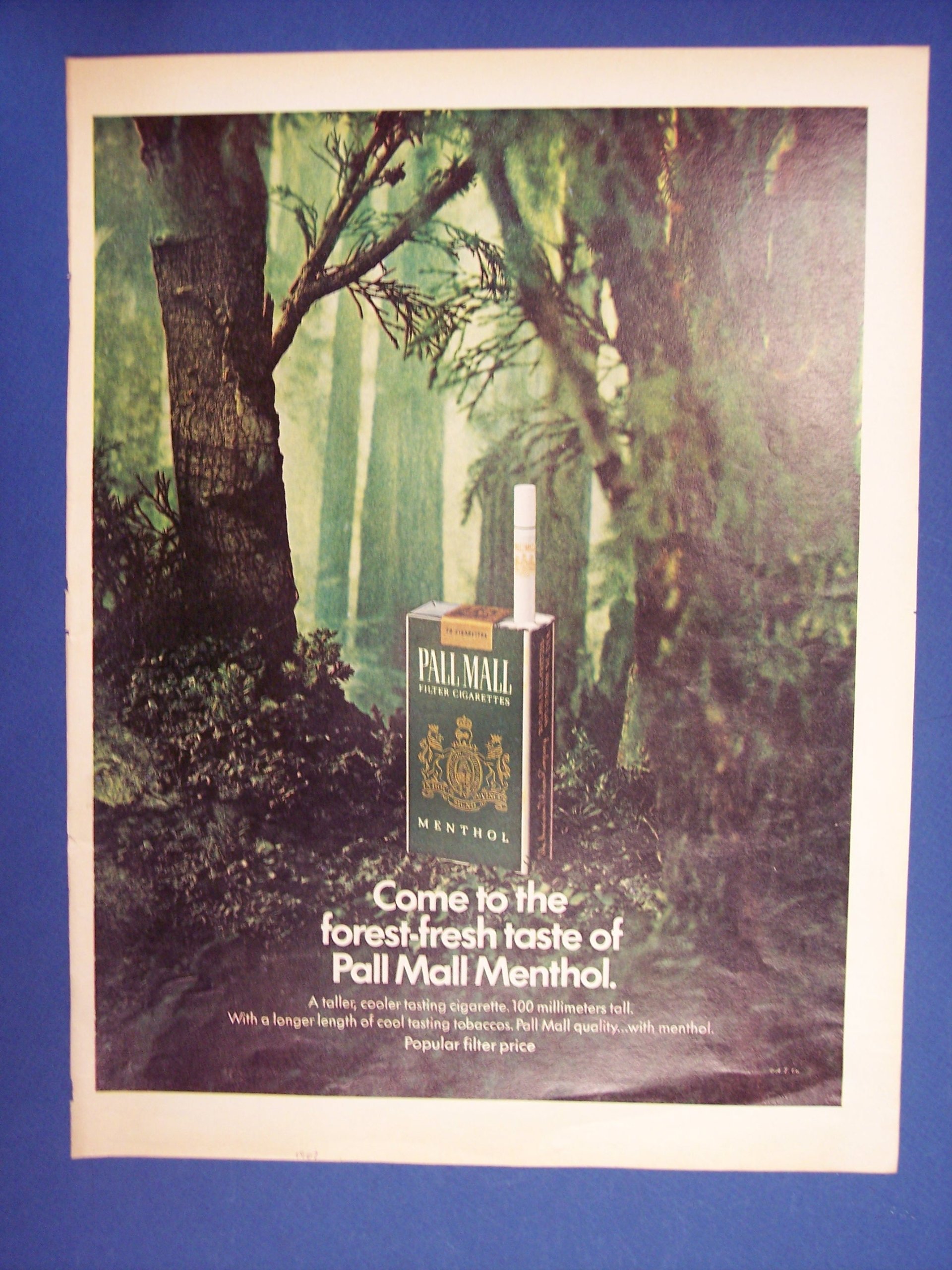 Buy Pall Mall s,pack of pall malls in forest. 60's Print Ad,vintage ...