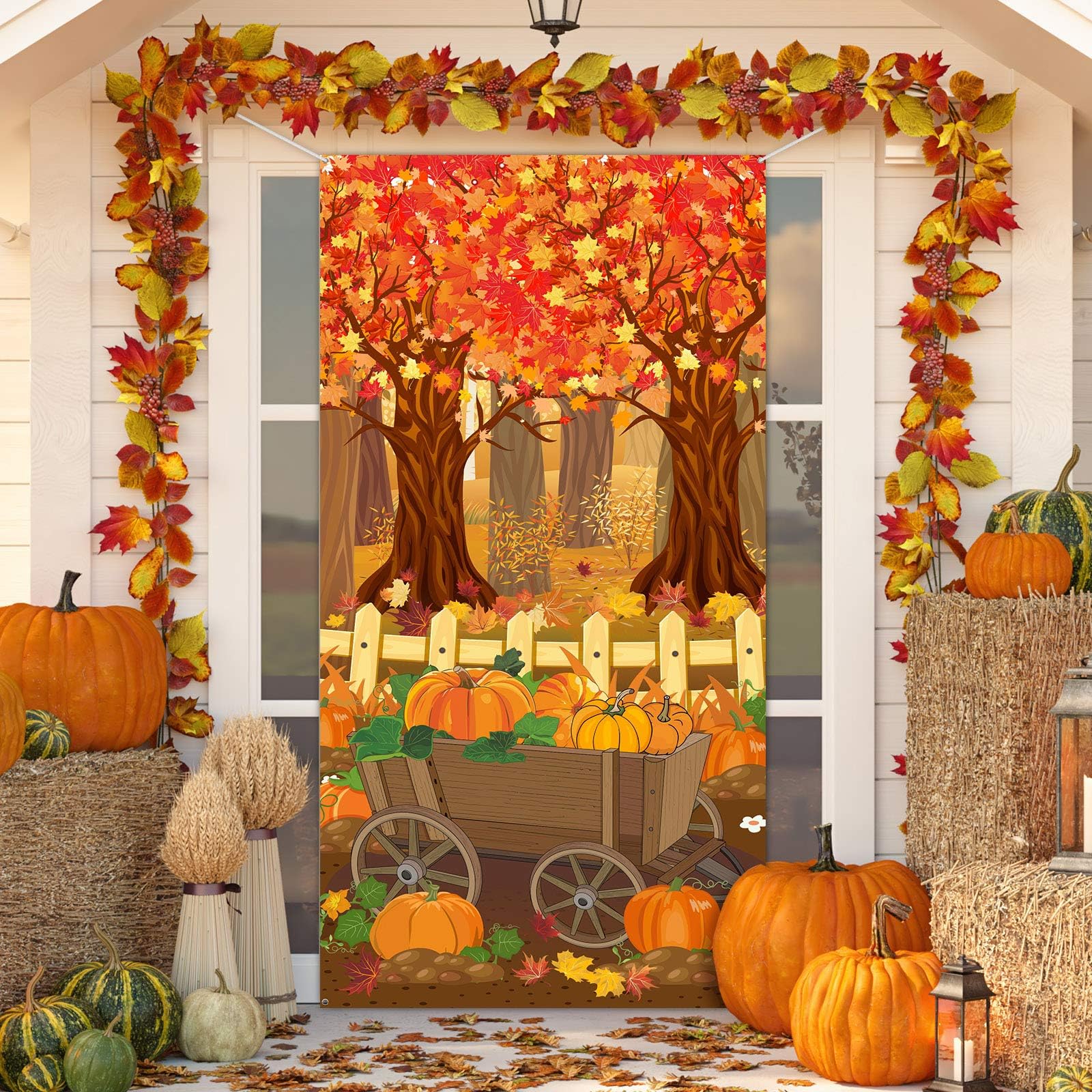 Amazon.com : Thanksgiving Decoration Photo Backdrop Fall Maple Trees ...
