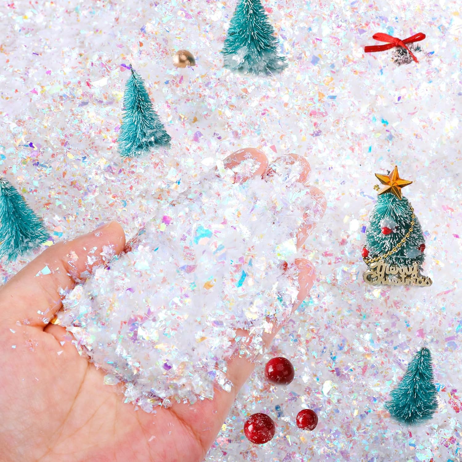 Amazon.com: Shupakul 10oz/285g Christmas Fake Snow Decoration- Colorful ...