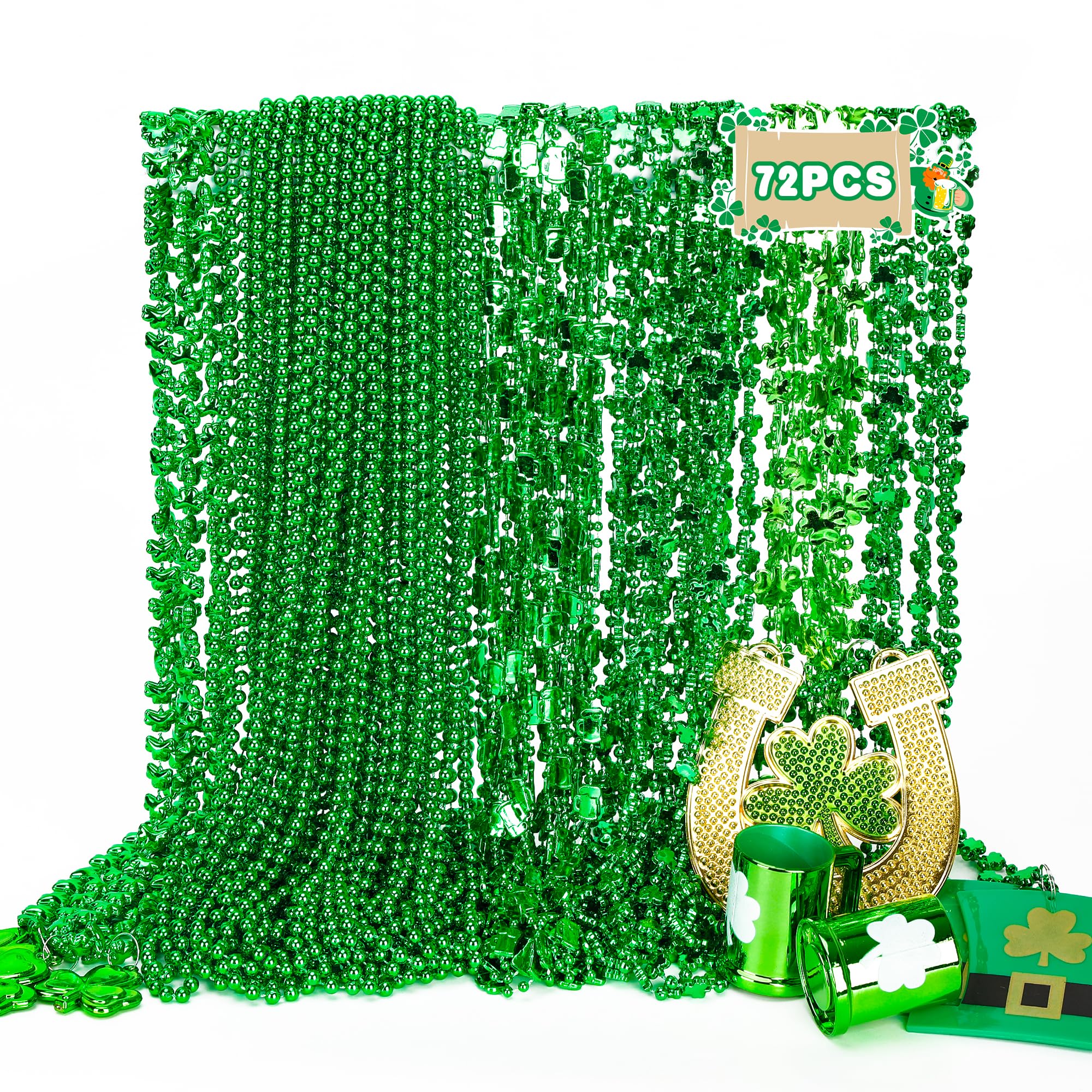 Amazon.com: 72PCS St. Patricks Day Necklace Bulk, Metallic 8 Kinds of ...