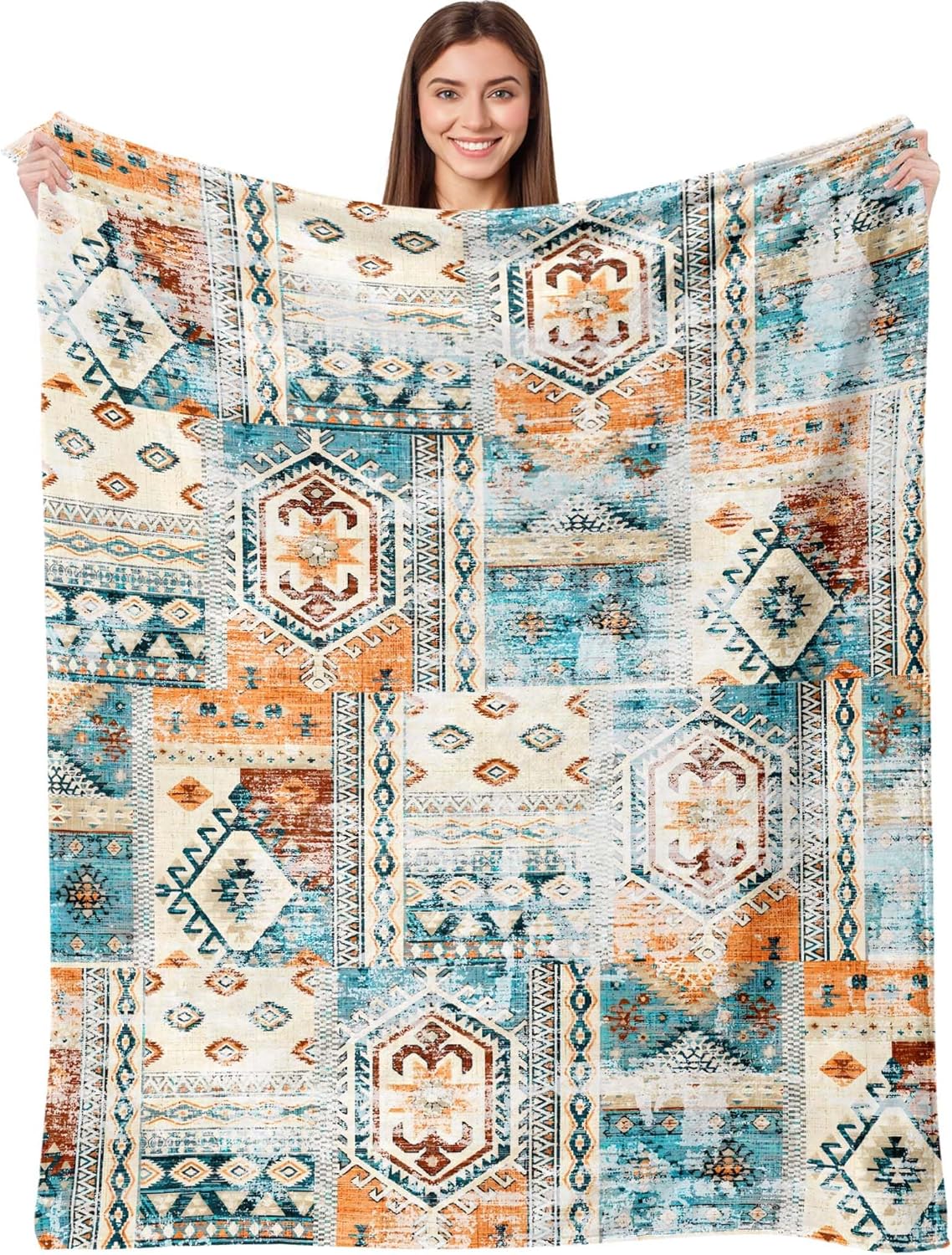 Amazon.com: Aipon Boho Aztec Throw Blanket 50"x 60", Western Indian ...