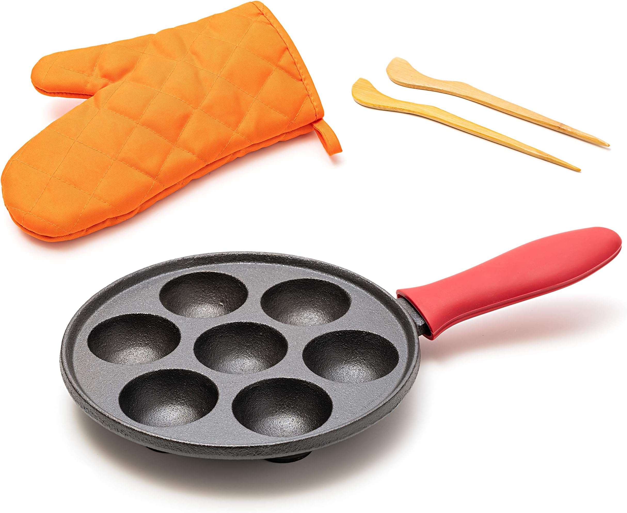 Amazon.com: KUHA Cast Iron Aebleskiver Pan for Authentic Danish Stuffed ...