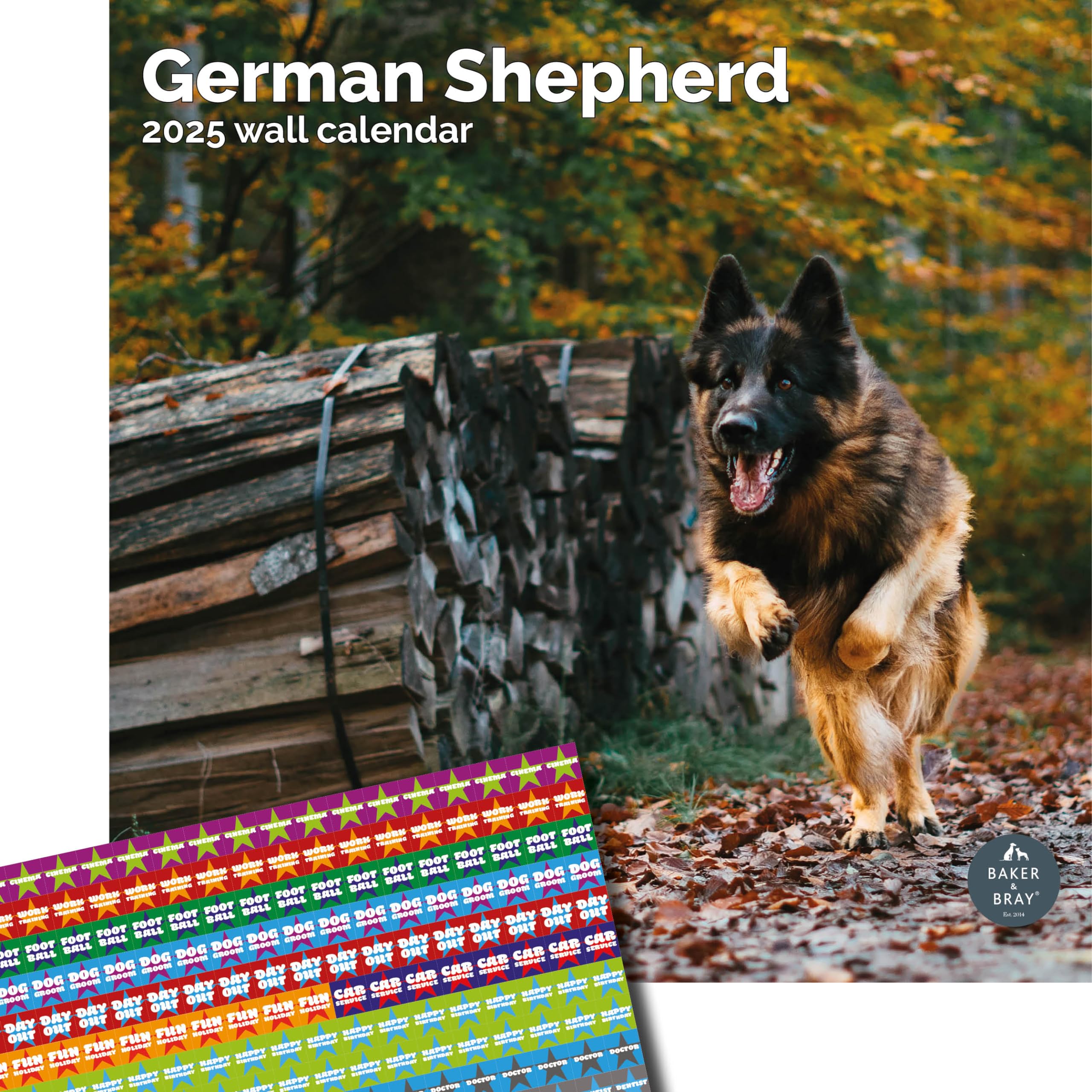 Baker and Bray German Shepherd Calendar 2025, Large Square Wall ...