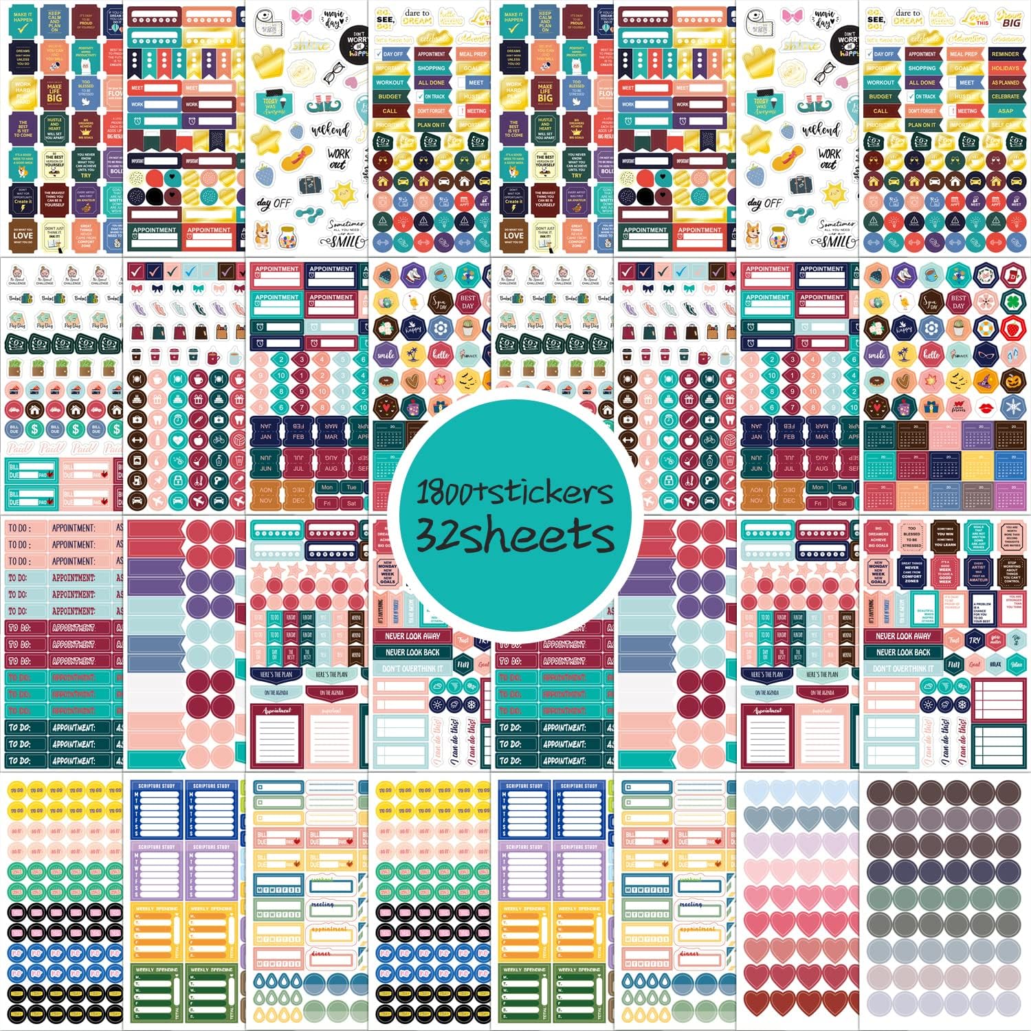 1840+ Planner Stickers, MaehSab Monthly Stickers with Different Theme ...