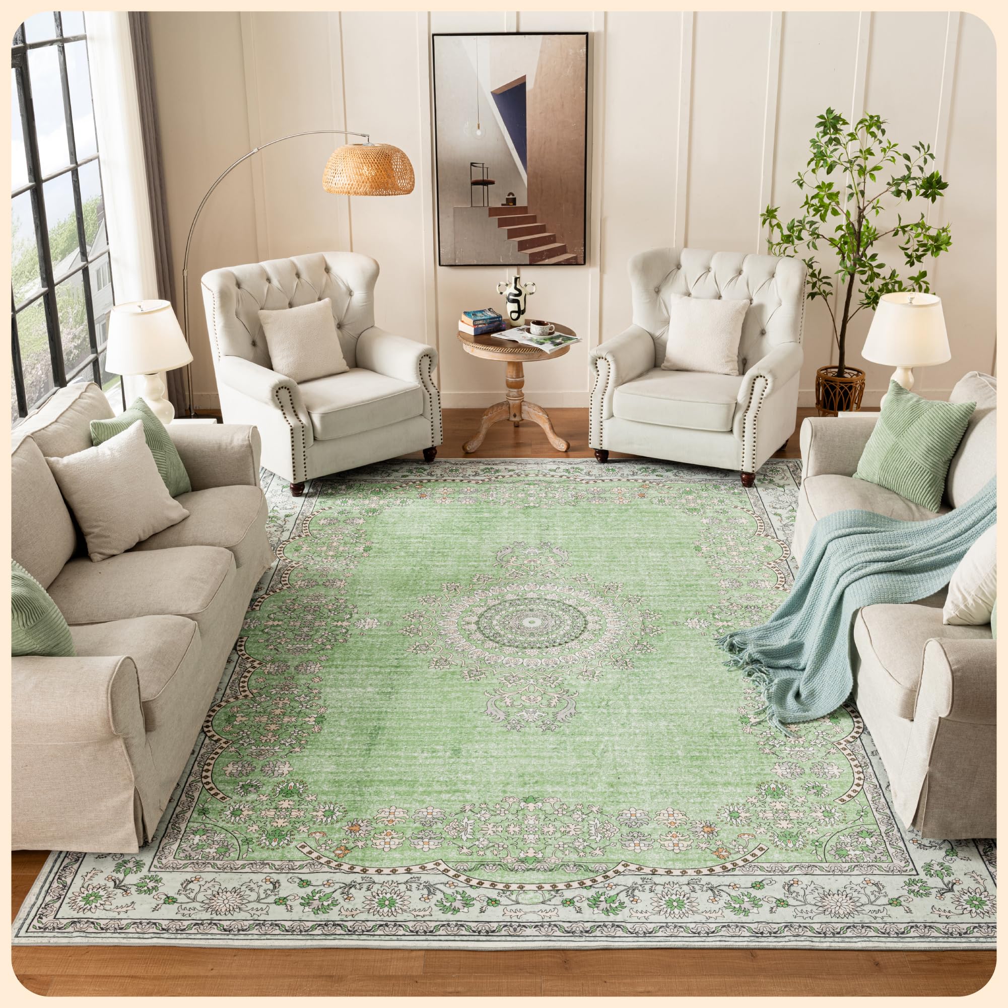 Amazon.com: Istana 9x12 Area Rug - Green 9 x 12 Area Rugs for Living ...