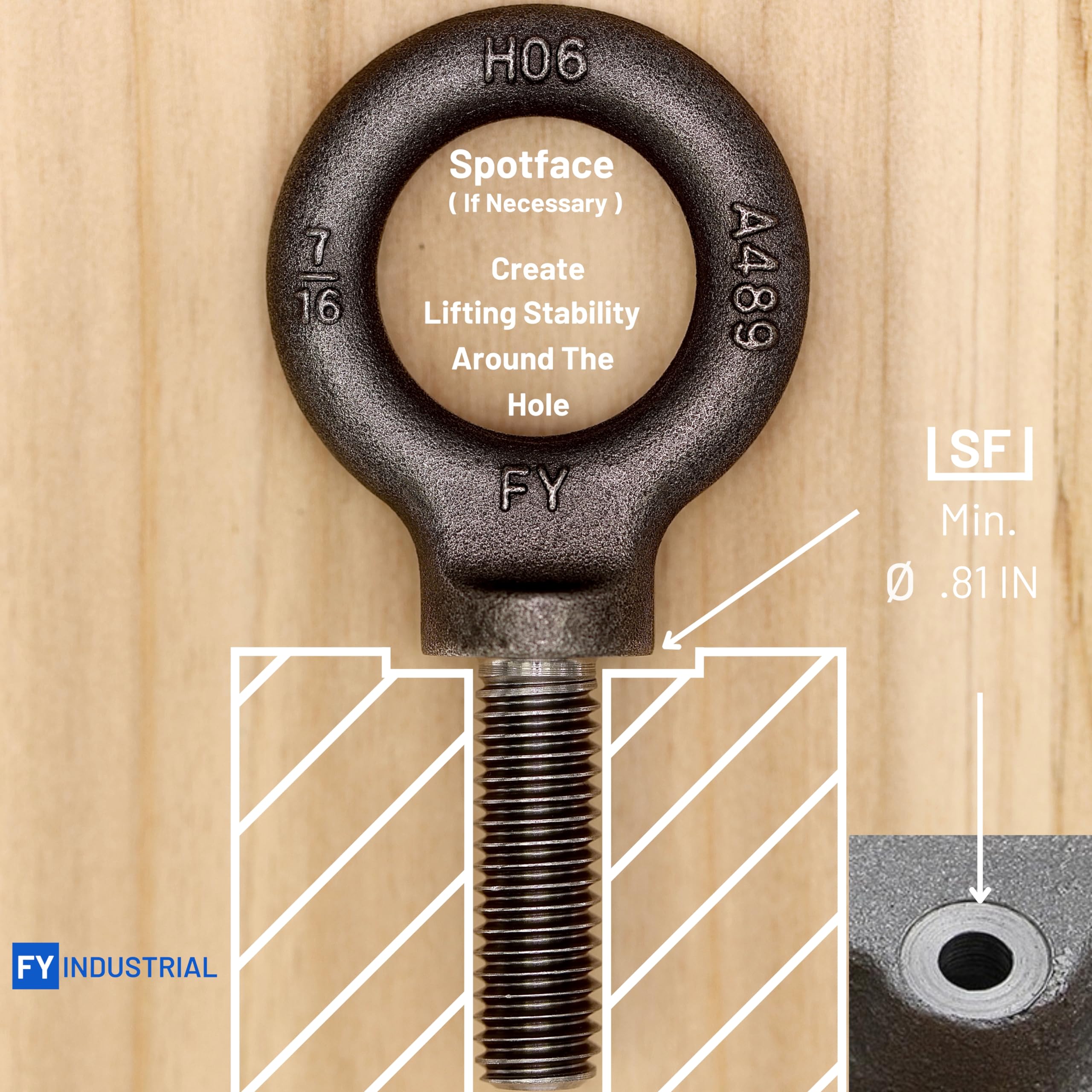 Snapklik.com : Lifting Shoulder Eye Bolt 7/16-14 X 1-3/8