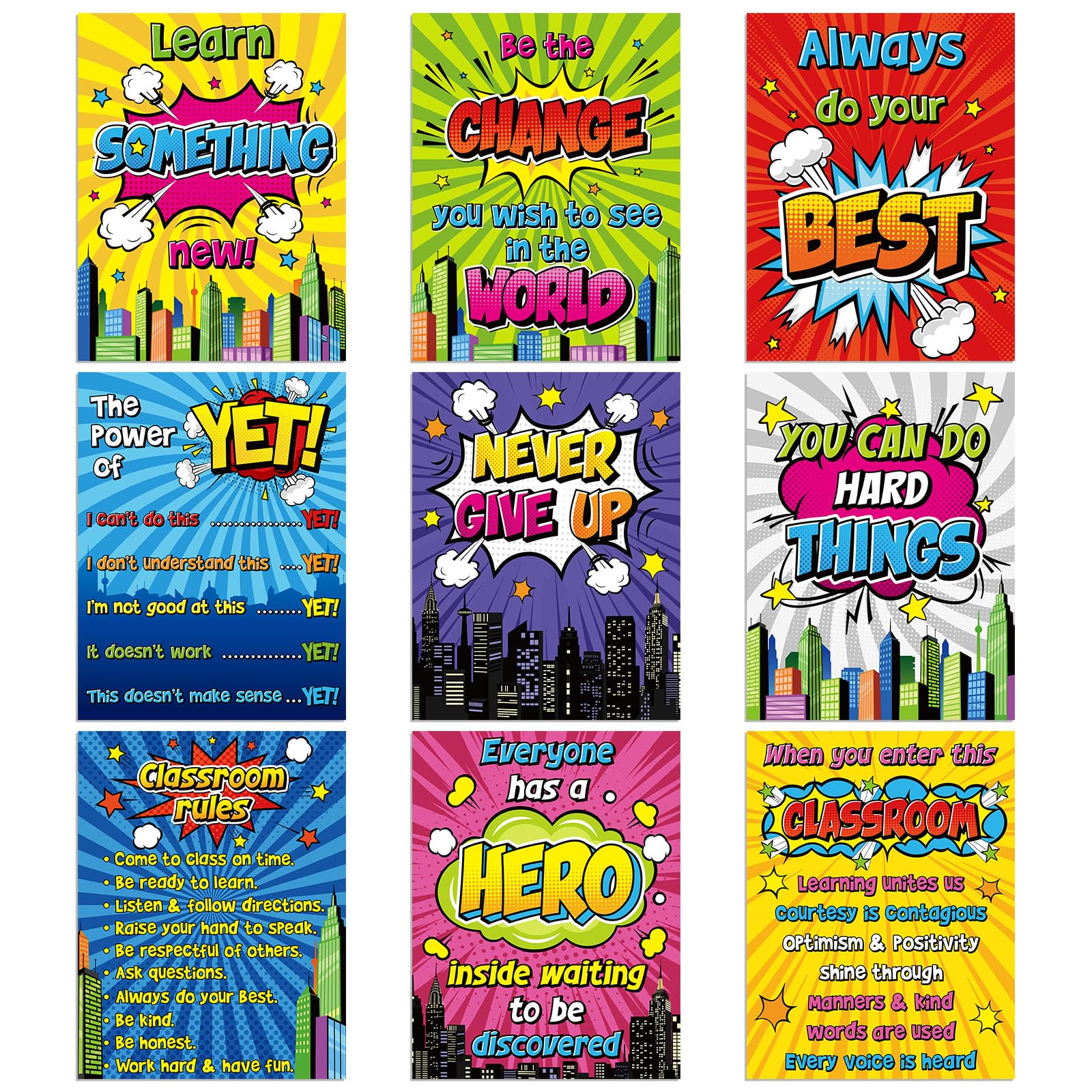 Snapklik.com : 9 Pcs Hero Posters Classroom Decorations Hero ...