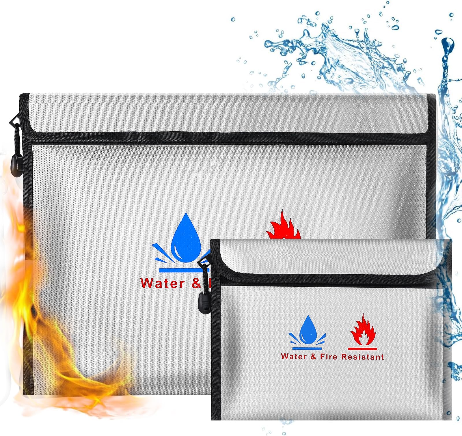 Fireproof Document Bag，Fireproof Money Safe Document Bag 15 x11 & 9x7 ...