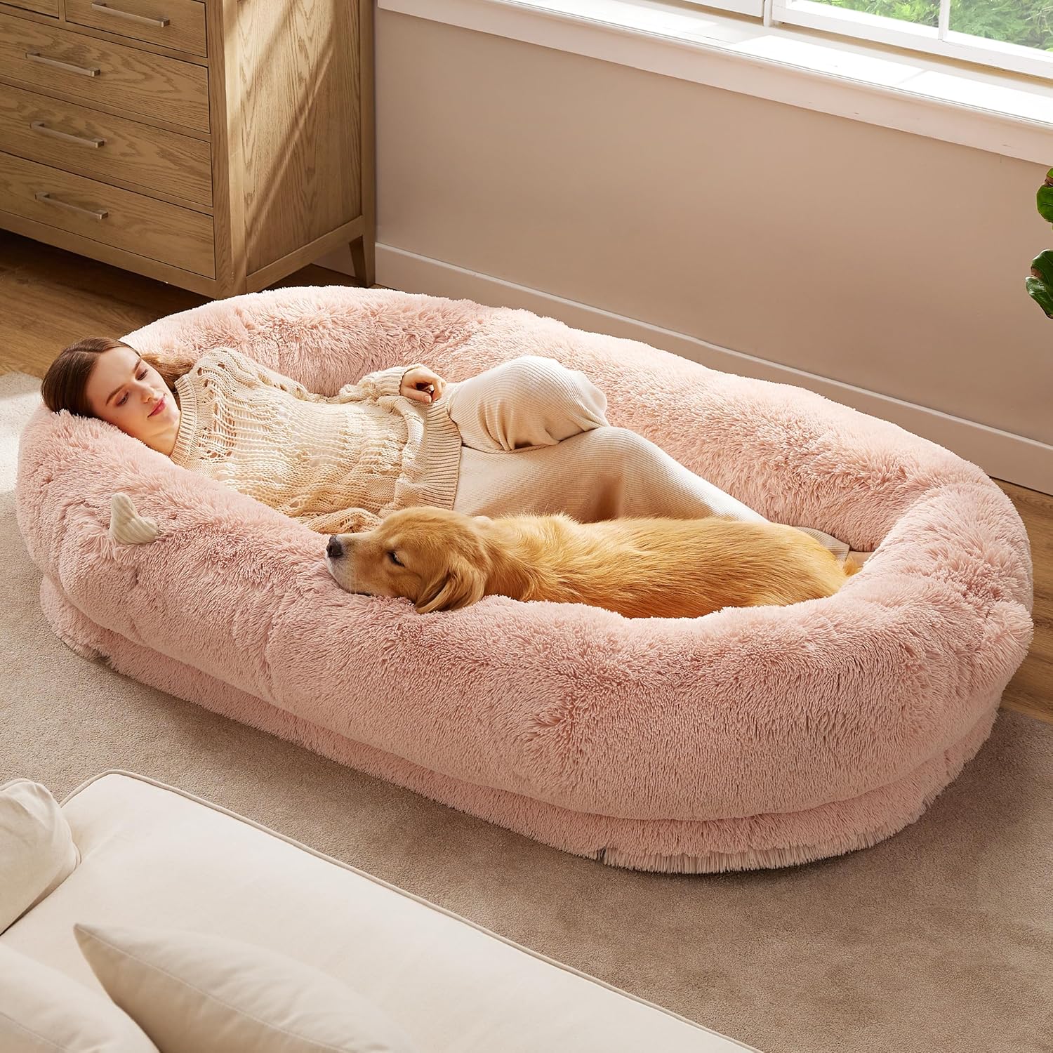 Bedsure Human Dog Bed for People Adults, Calming Human Size Giant Dog ...
