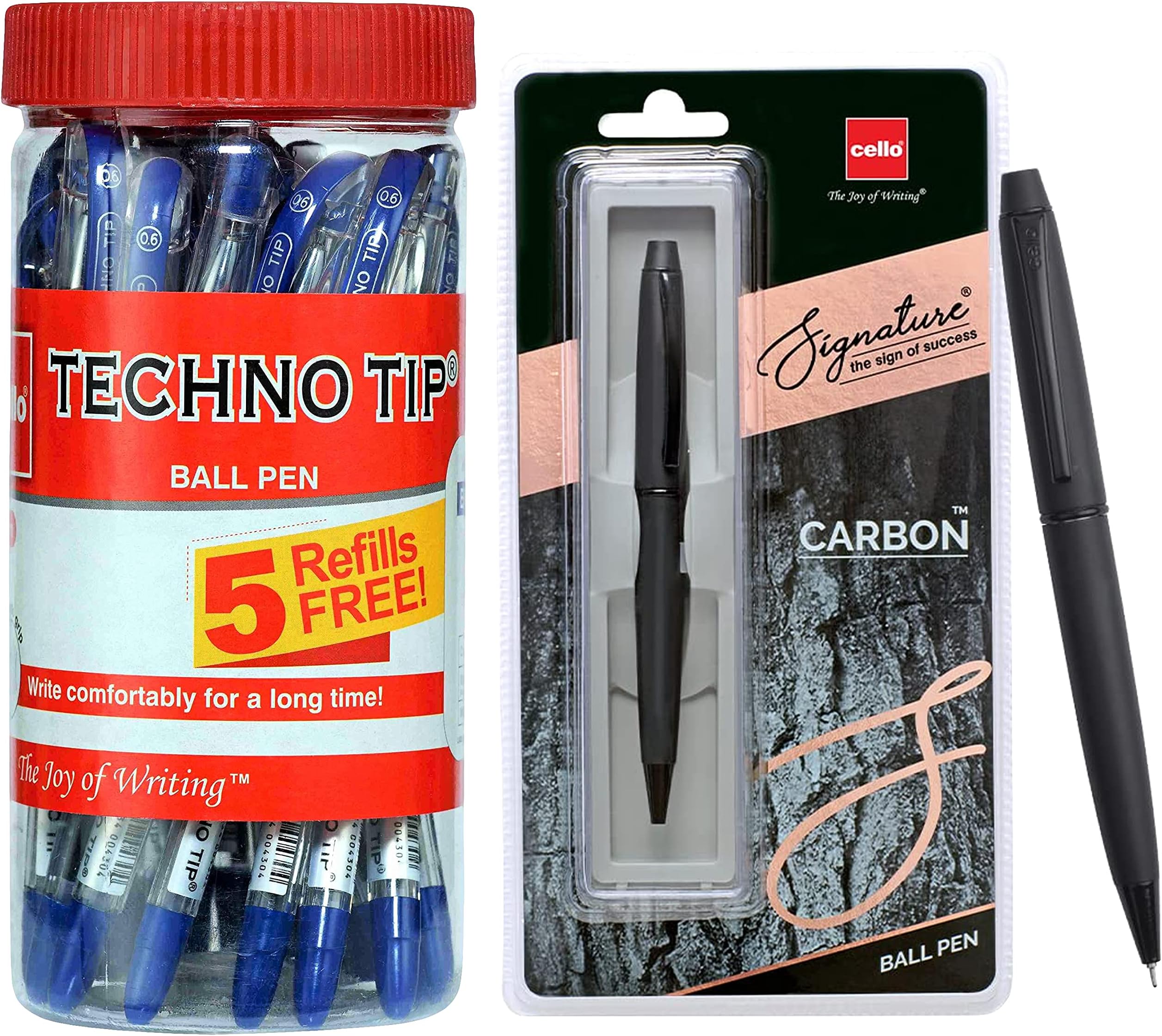 Cello Signature Carbon Ball Pen | Blue Ball Pen | Pack of 1 Technotip ...