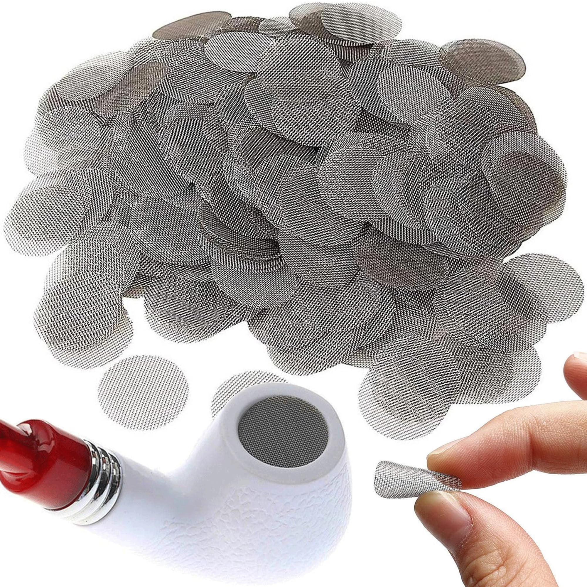 MINGZE 200 Pieces Stainless Steel Pipe Filters, 20mm Tobacco Pipe ...