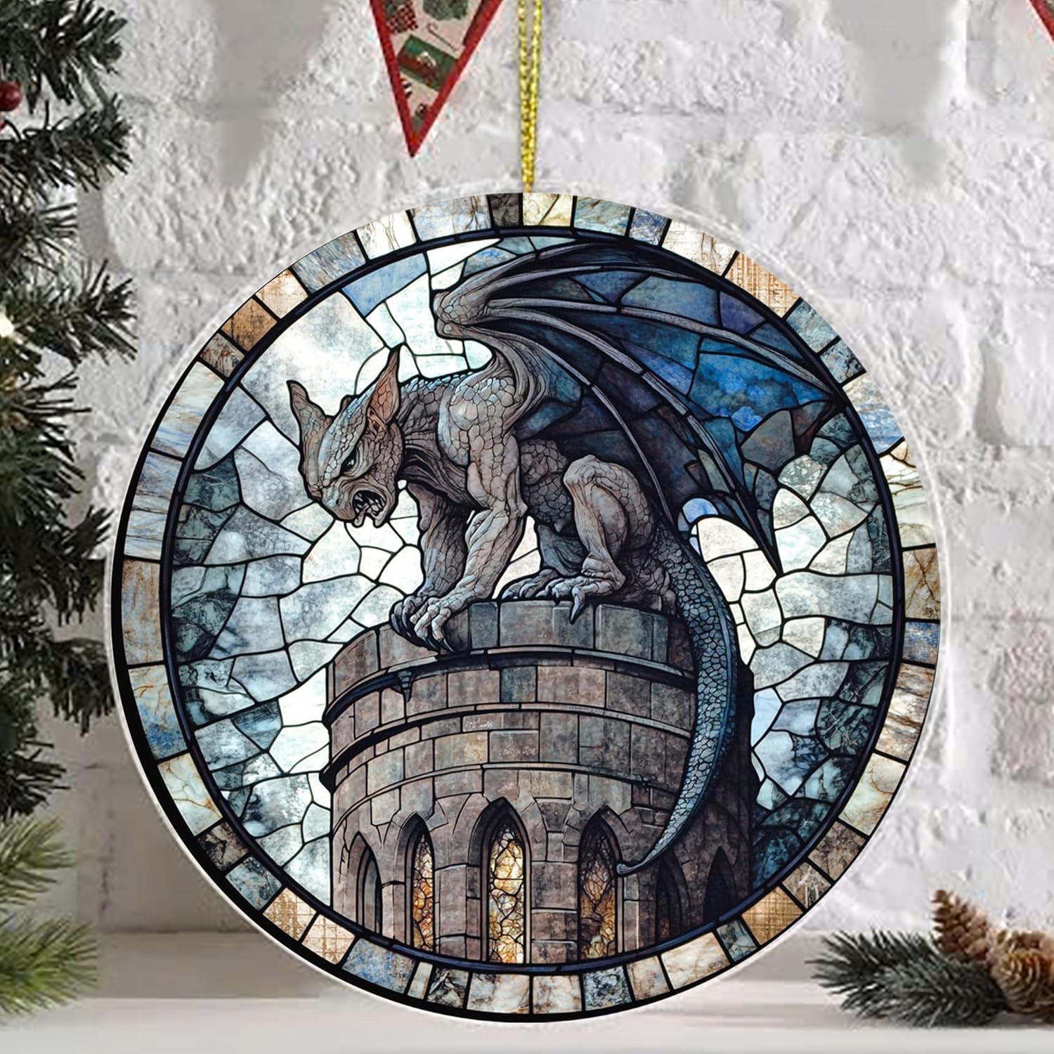Amazon.com: 365CUSGIFTS Gargoyle Stained Glass Ornament, Christmas ...