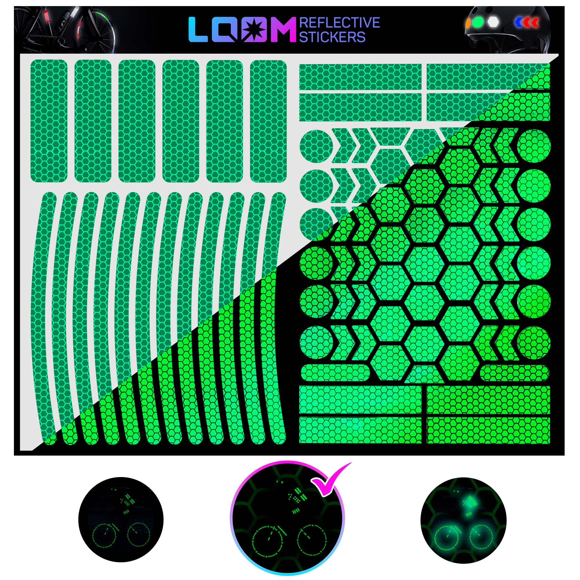 Amazon.com: Reflective Stickers for Bikes 85pc (Green)-Waterproof, High ...