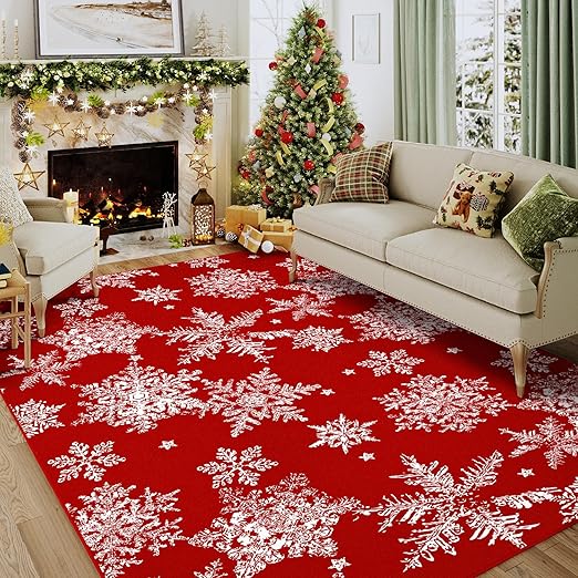 Amazon.com: PureCozy Red Area Rug 6x9 Christmas Living Room Carpet ...