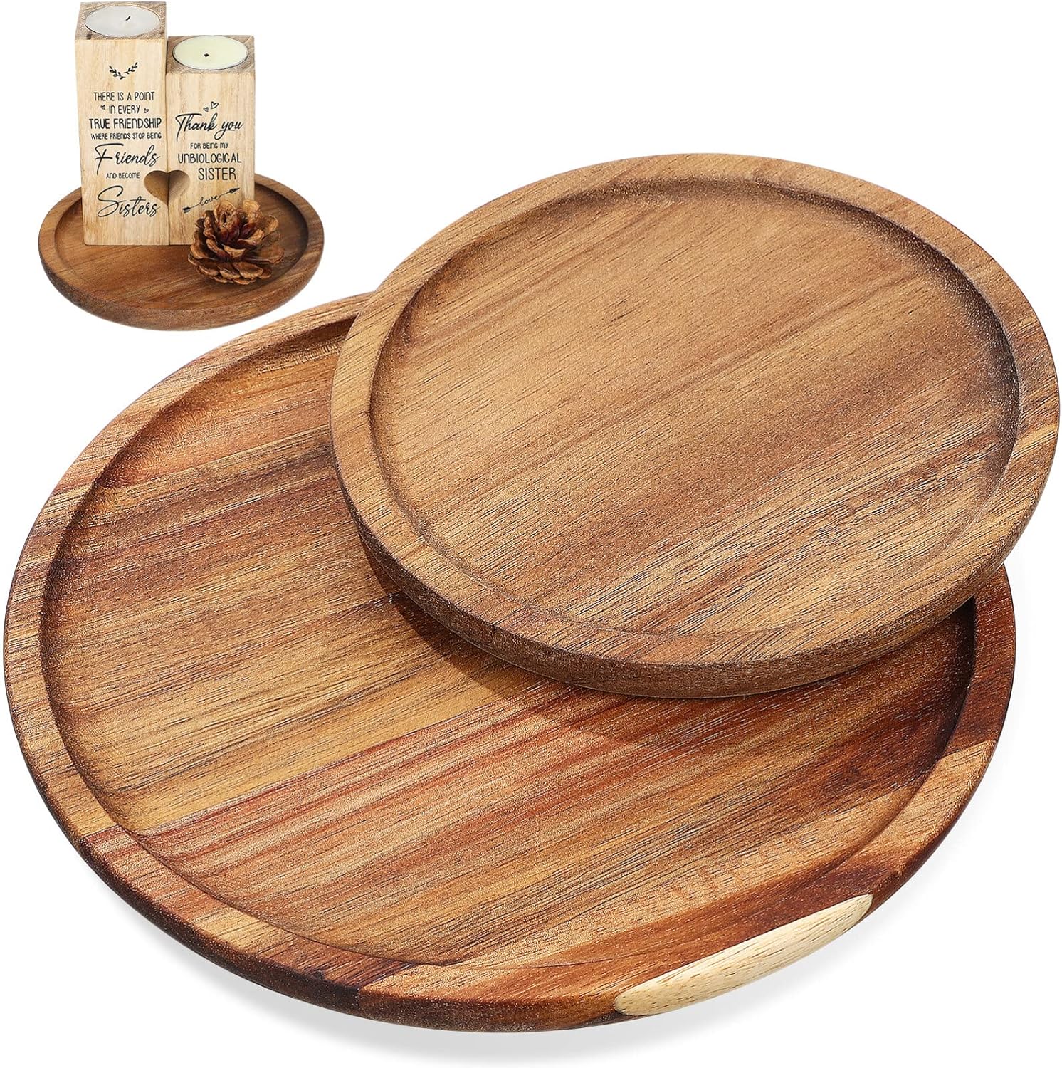 Amazon.com: STOBAZA Acacia Wood Decorative Trays for Coffee Table ...