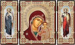Amazon.com: Needzo Virgin Mary Icon Triptych, Virgin of Kazan Catholic, Orthodox Christian Icon ...
