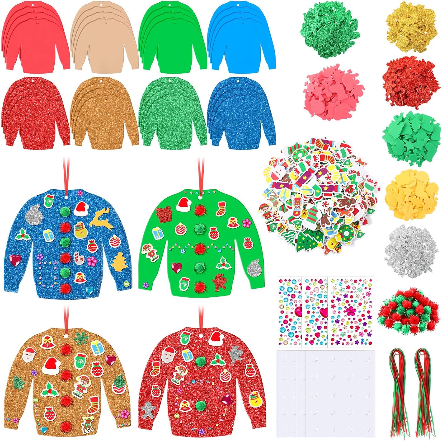 Amazon.com: Liliful 630 Pcs Christmas Ugly Sweater Ornament Craft Kit ...