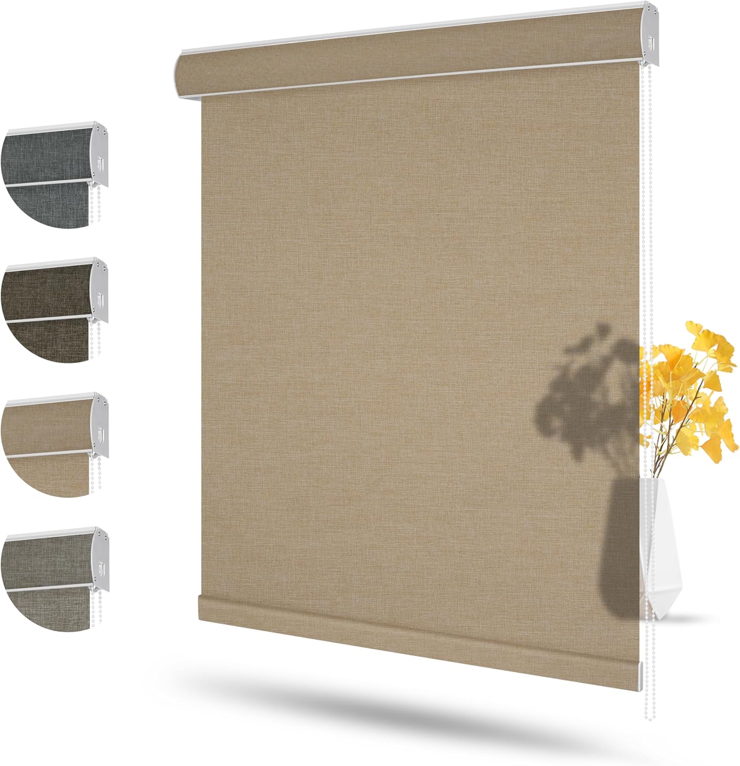 Amazon.com: Boolegon Light Filtering Roller Blinds for Window, Linen ...