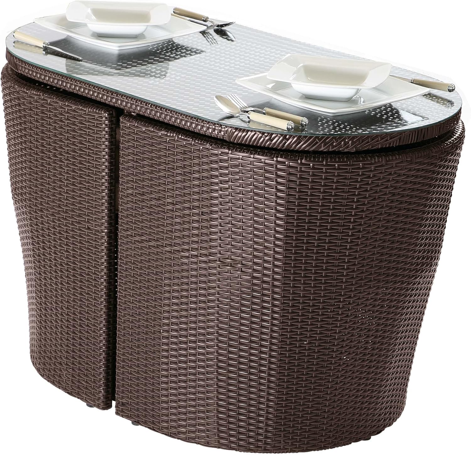 Gartenmöbel-Set "Oval" inklusive 2 Sessel und 1 Tisch Braun 3-teilig ...