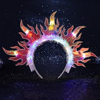Amazon.com: GENBREE Light Up Sun Headband Glowing LED Fire Headpiece ...