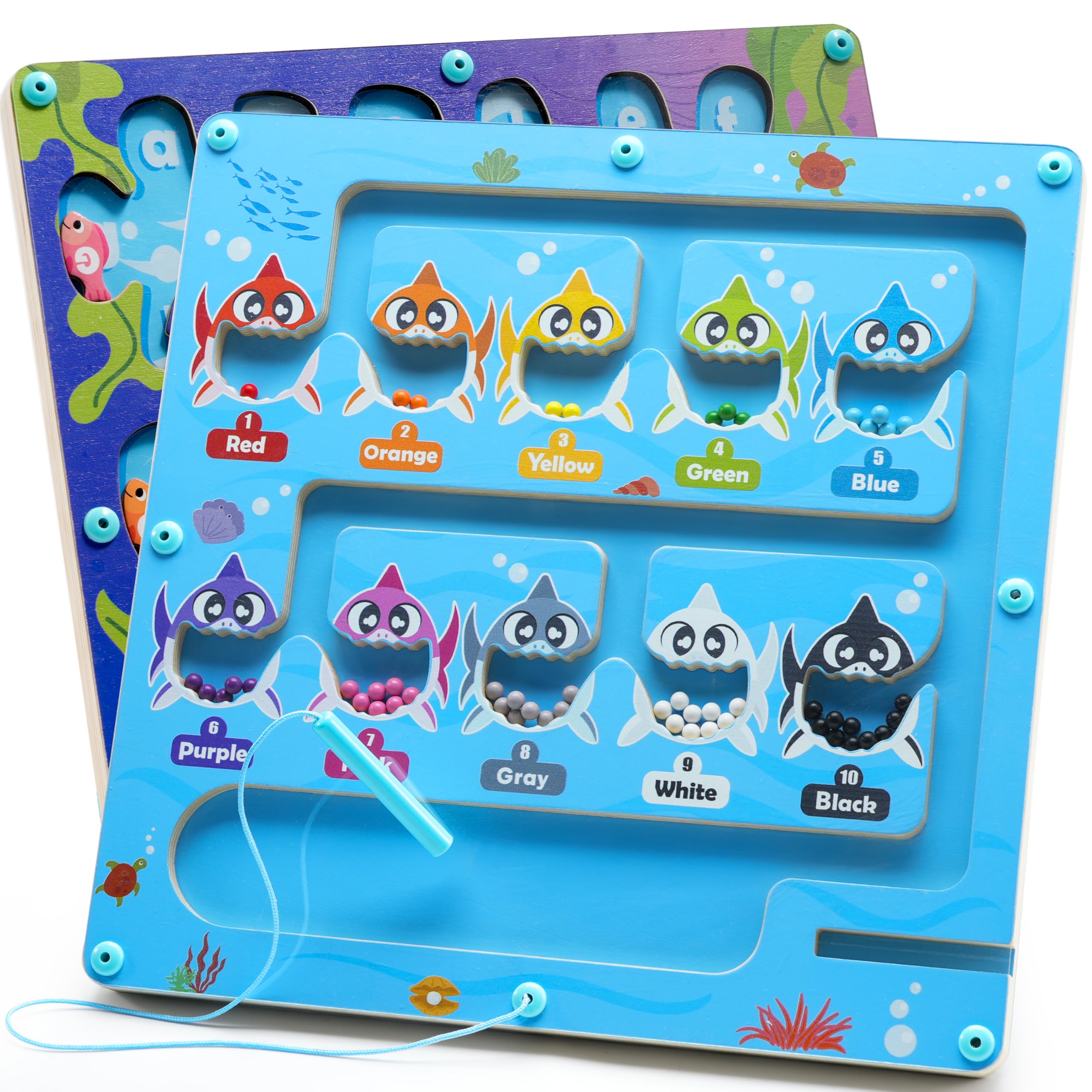 Amazon.com: Montessori Wooden Magnetic Maze Board, Ocean-Themed Double ...