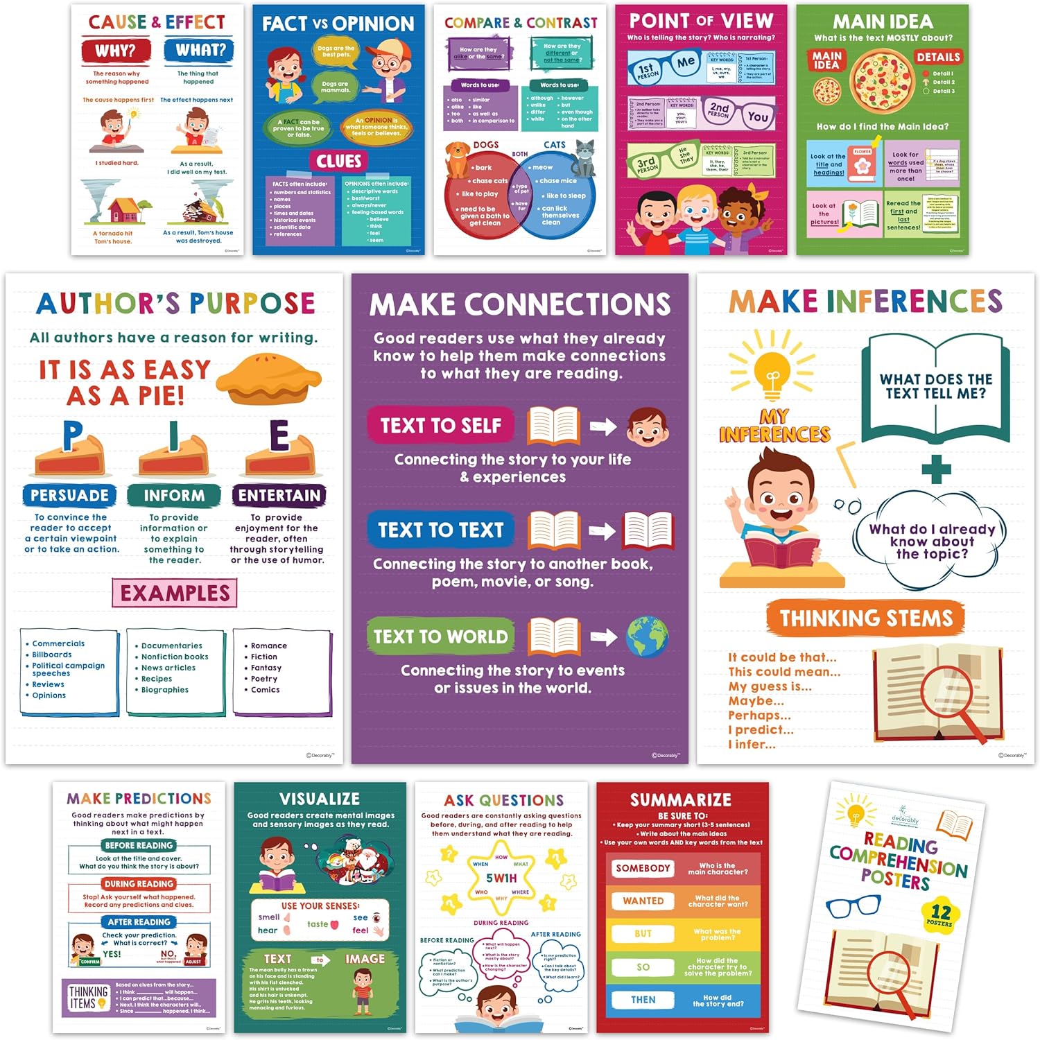 Decorably 12 Reading Posters for Classroom Middle Australia | Ubuy
