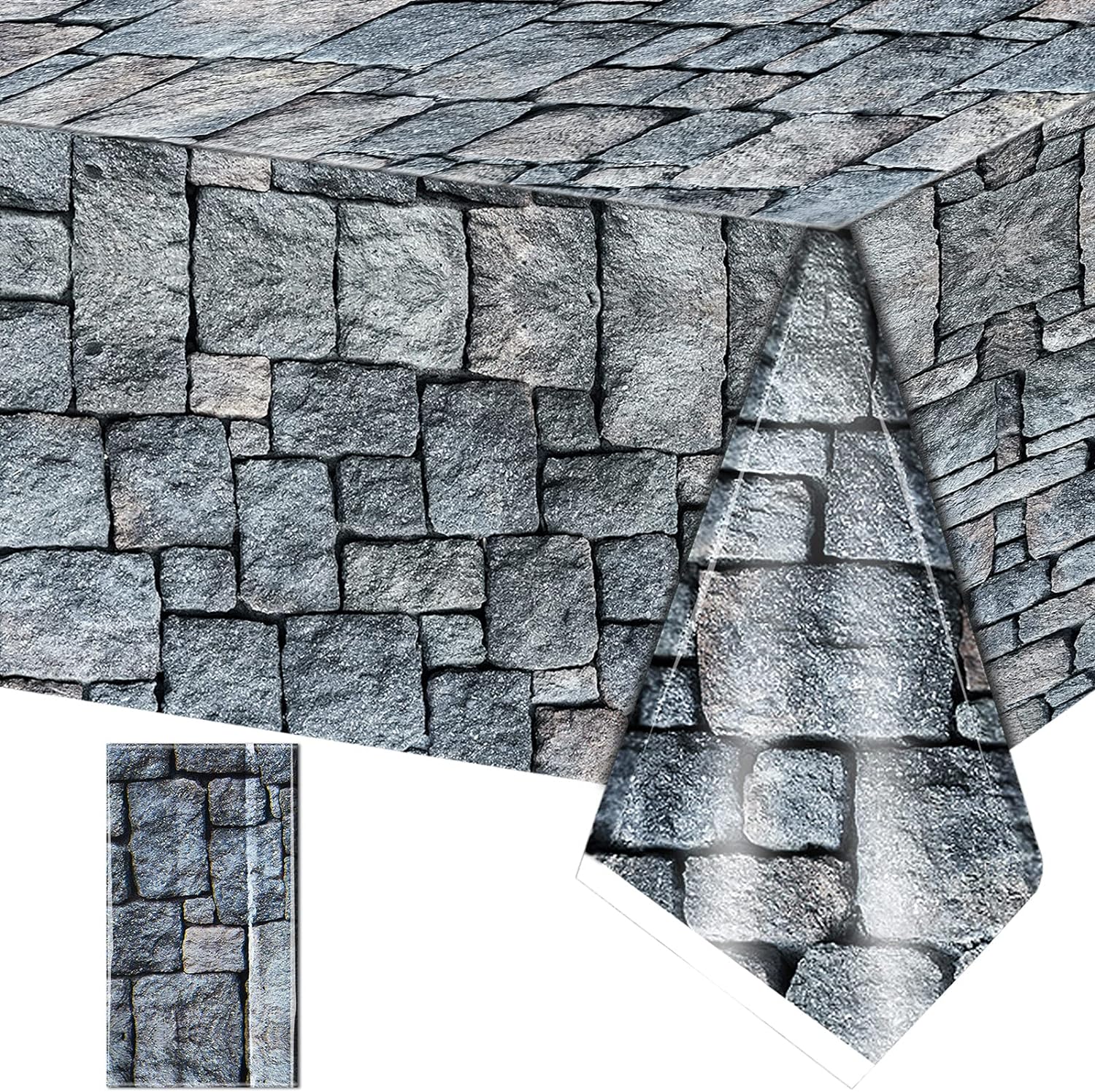 Amazon.com: 1 Pack Cobblestone Tablecloth Stone Printed Table Cover ...