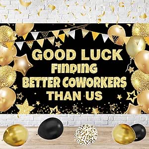 Amazon.com: Black Gold Coworker Leaving Banner - Going Away Party Decor ...