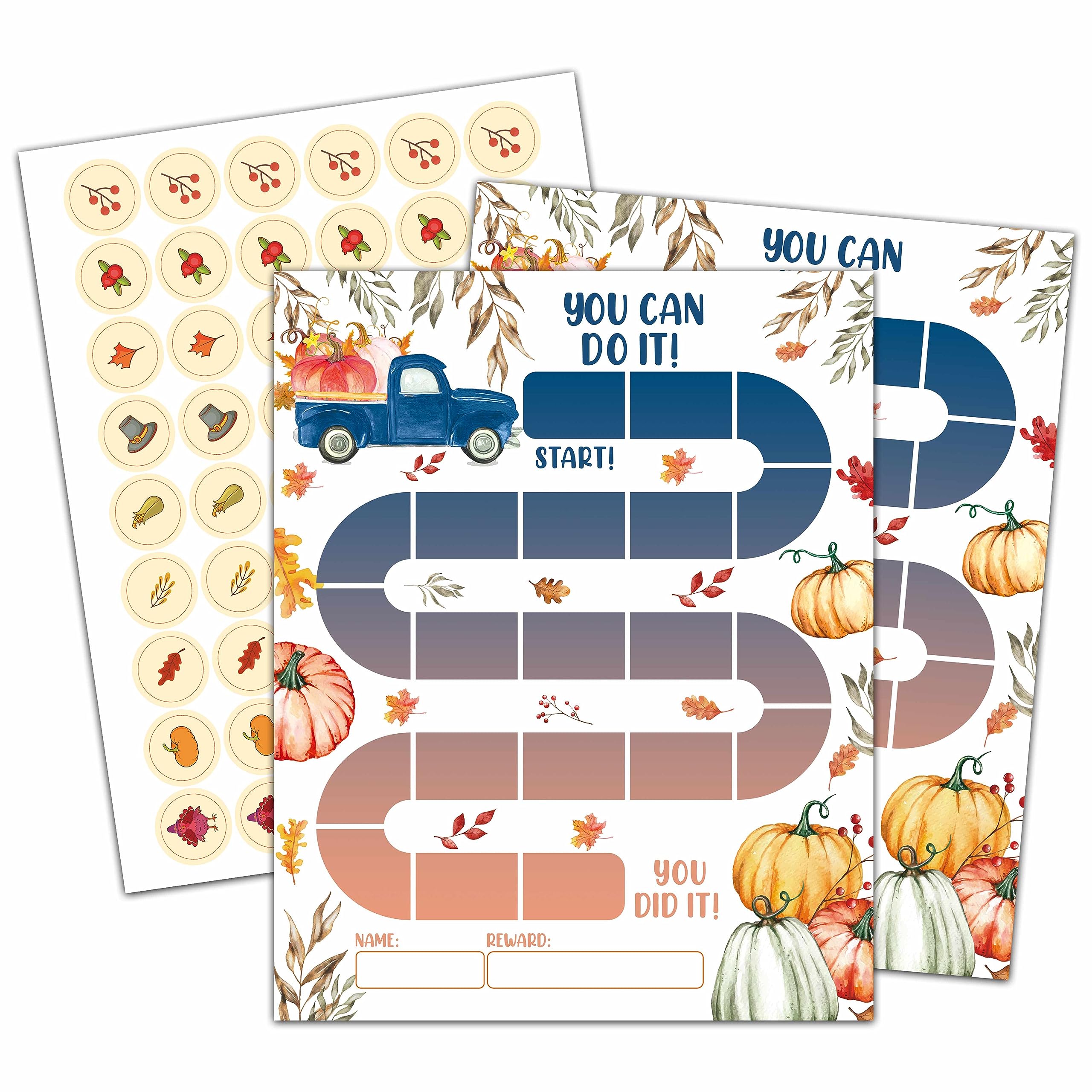 Amazon.com : 10 Reward Chart with 216 Stickers, Fall Pumpkin Truck ...