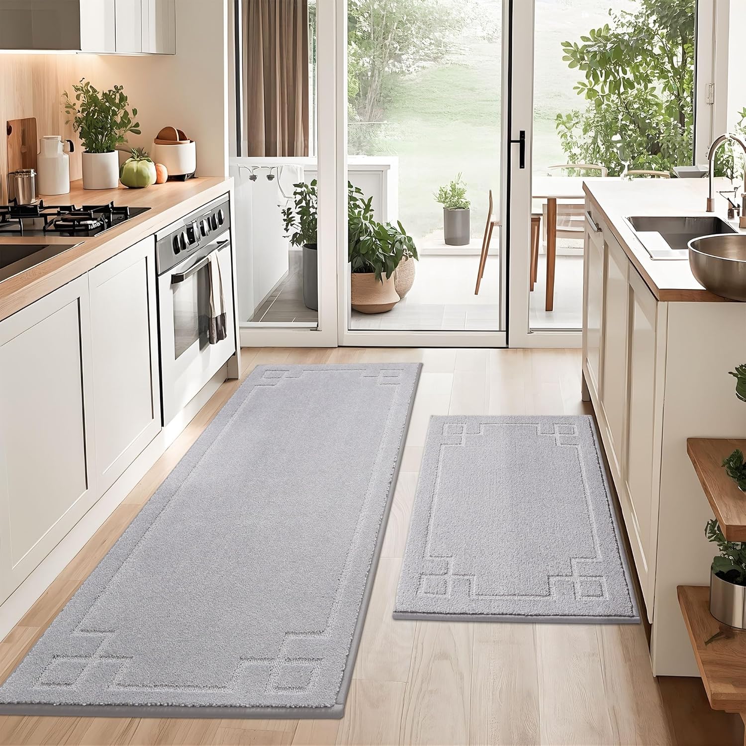 Amazon.com: BEQHAUSE Kitchen Rugs Non-Slip Washable Rug Sets of 2 ...