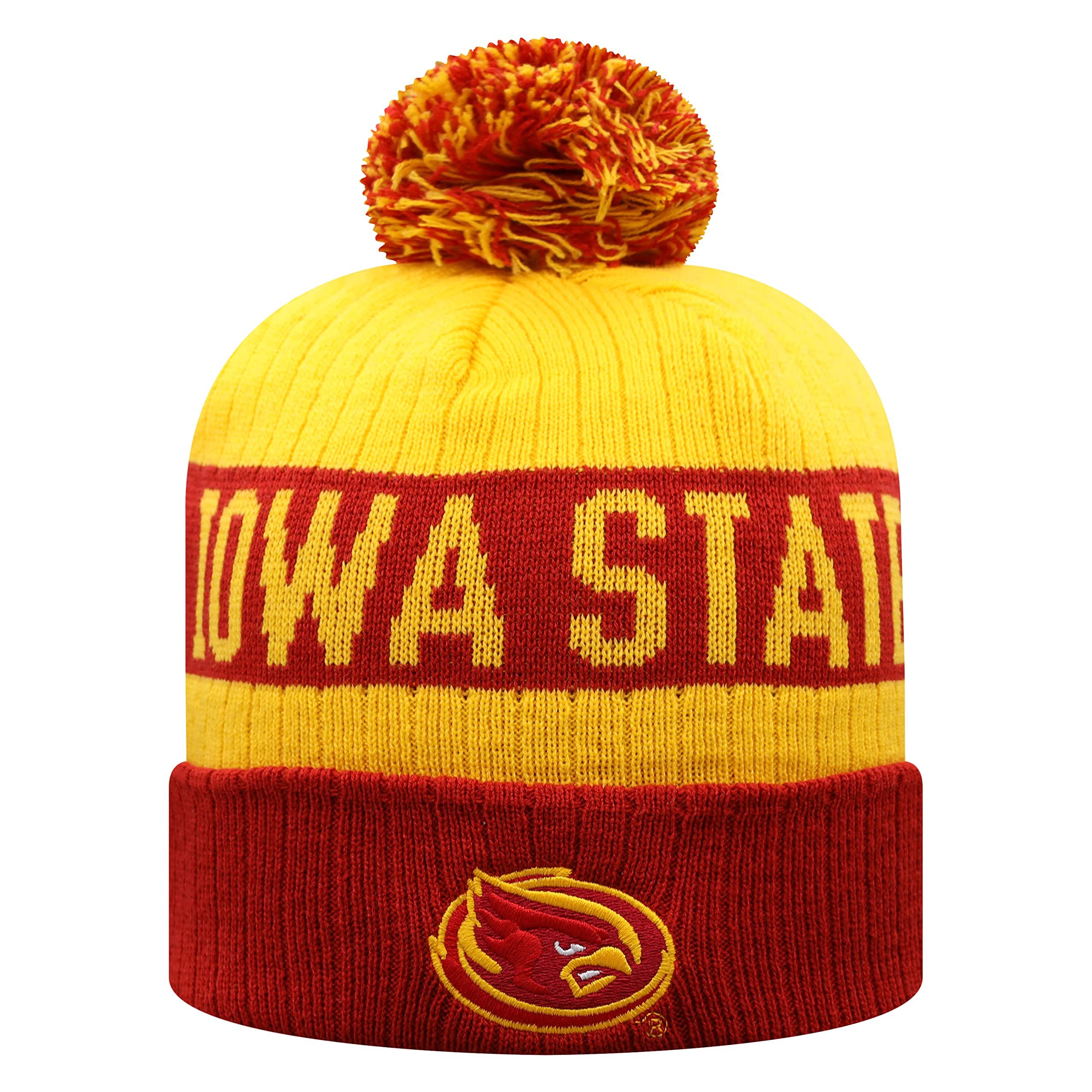 Amazon.com: Top of the World NCAA Arctic Striped Cuffed Knit Pom Beanie ...
