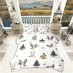 Amazon.com: Erosebridal 7Pcs Twin Mallard Duck Bedding for Boys Men Nursery Woodland Wild Ducks ...