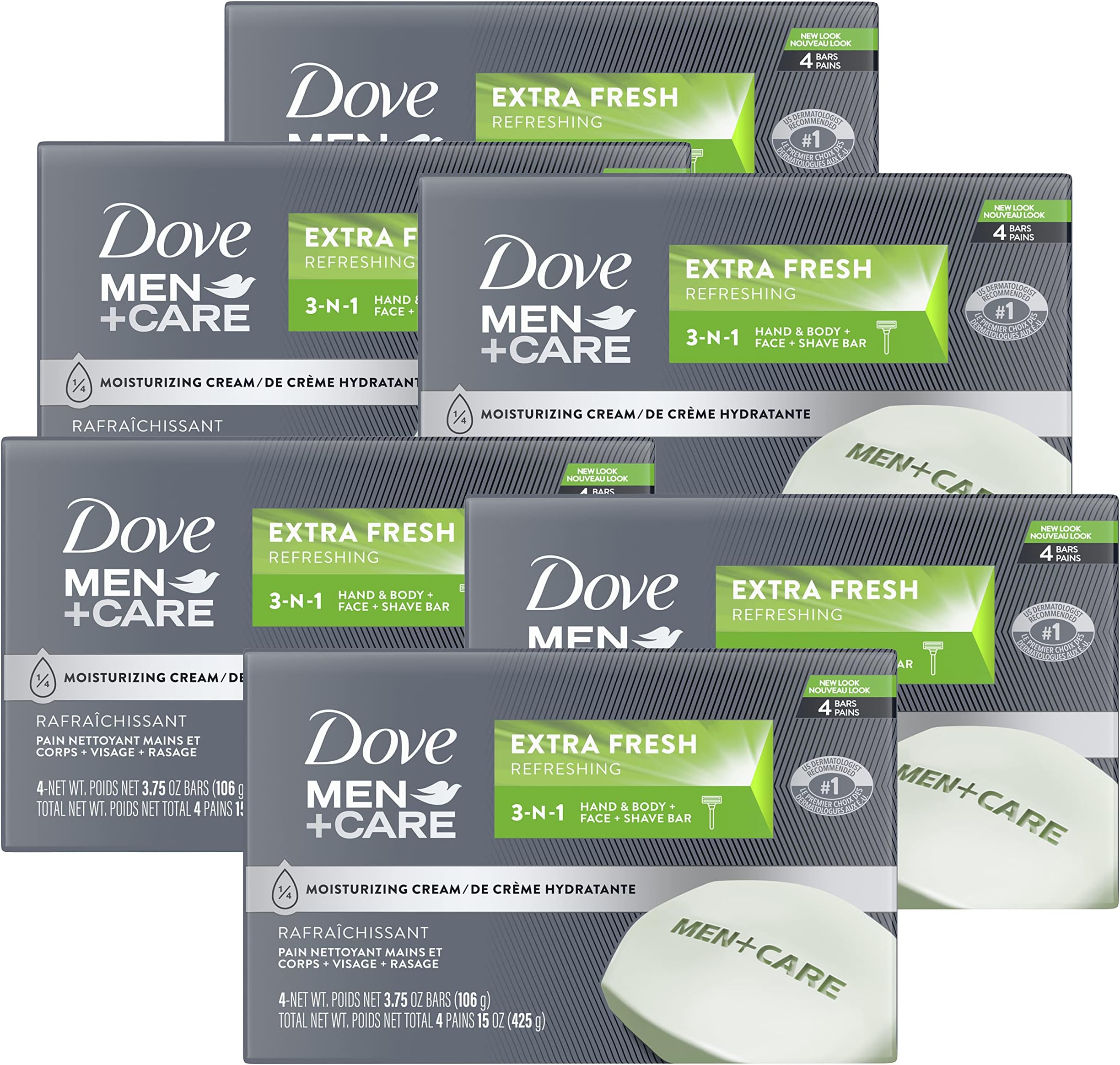 Amazon.com: Dove Men Care Body + Face Bar Soap, Clean Comfort Mild ...