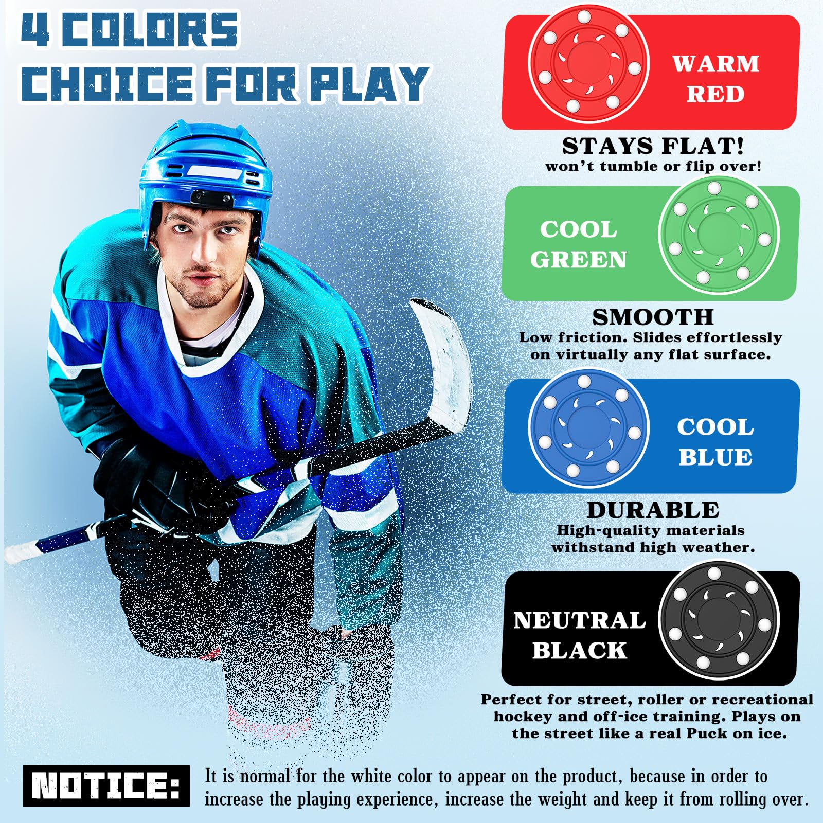 Lenwen 16 Pcs Hockey Pucks for Outdoor Hockey Adult Roller Street ...