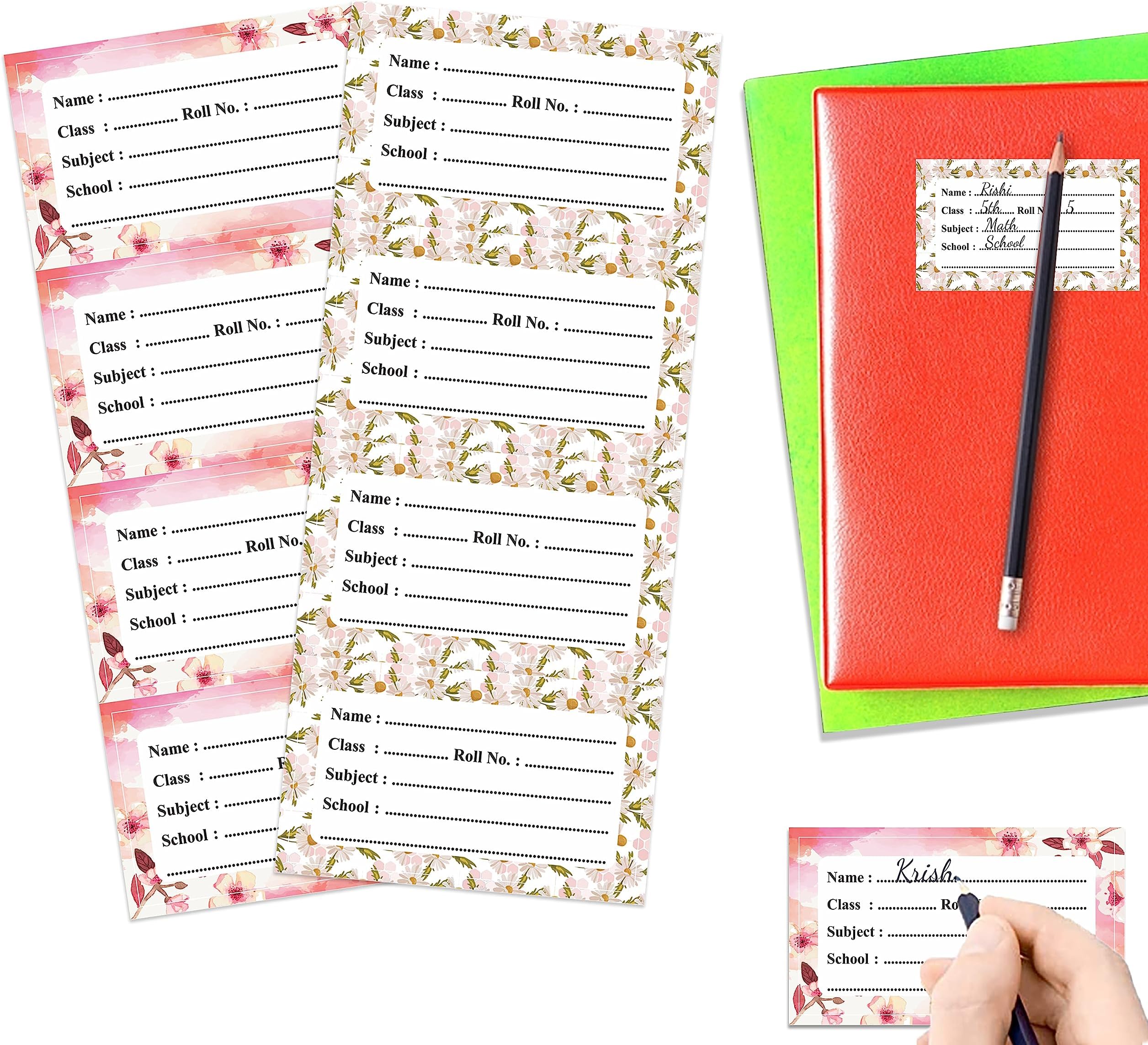 PG Creations School Copy Notebook Name Stickers, 90 mm x 51 mm Medium ...