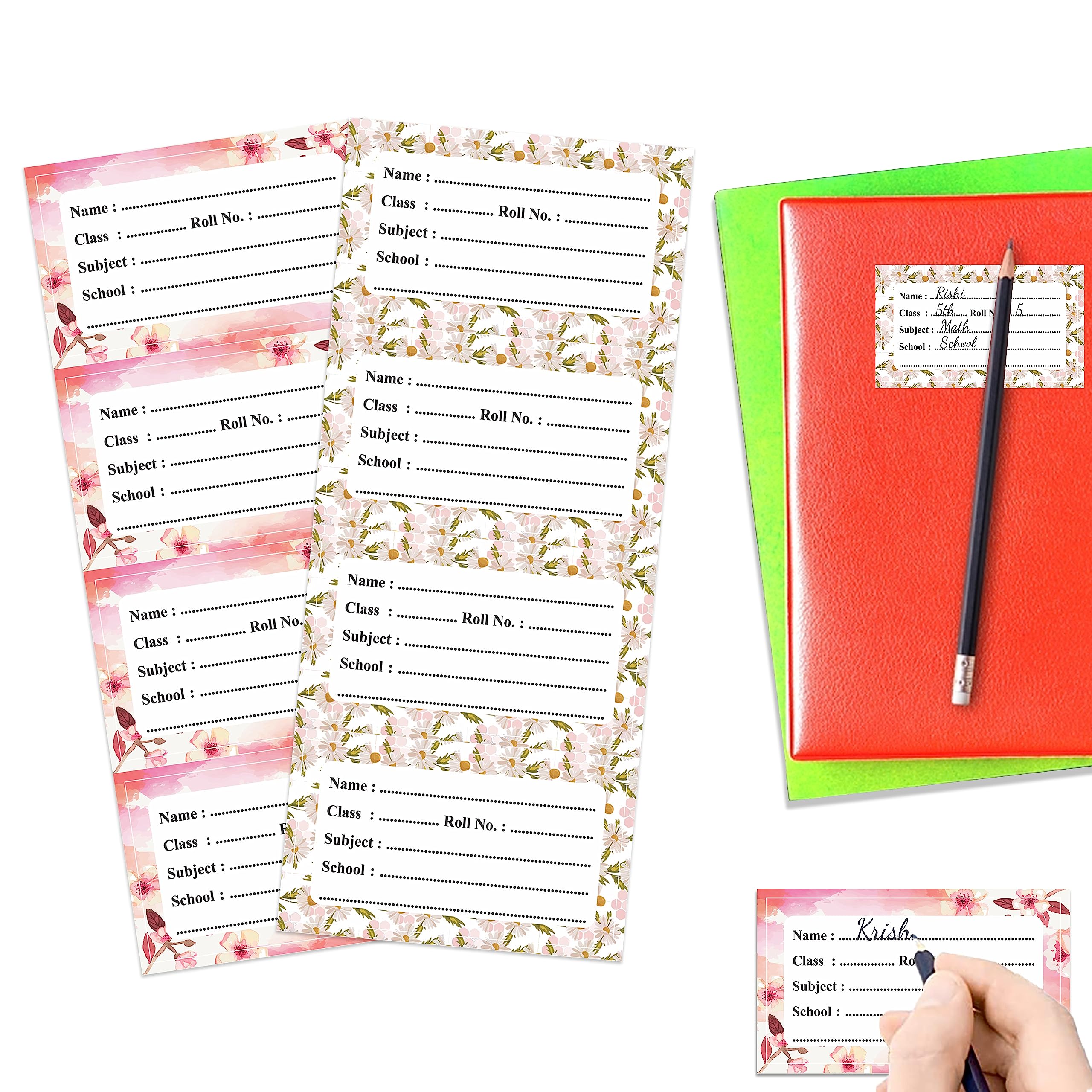 CLICKEDIN (Pack of 80pcs) School Copy Notebook Name Stickers Attractive ...