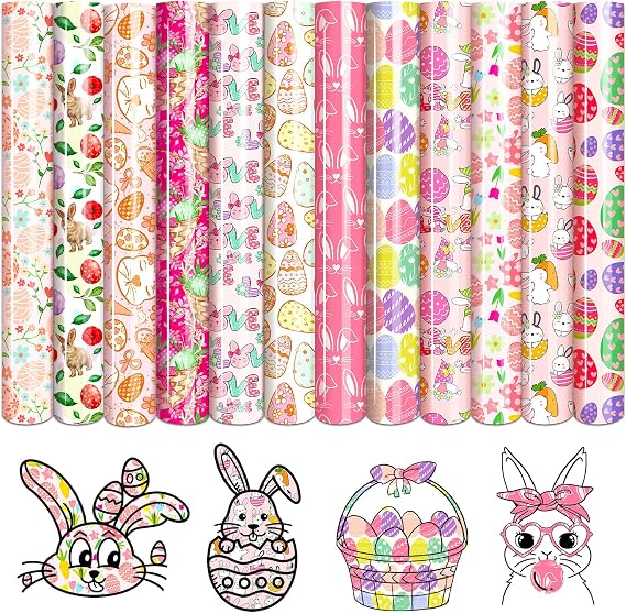 Amazon.com: Tintnut Easter Heat Transfer Vinyl - 12 Sheets, 12" x10 ...