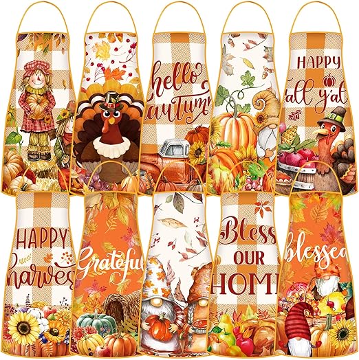 Amazon.com: Newcotte 10 Pcs Fall Thanksgiving Kitchen Apron Gnomes ...