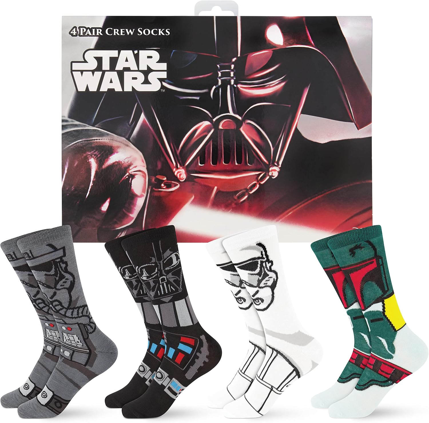 Amazon.com: Hyp Star Wars Socks, Unisex-Adults, 4 Pack, Black, Gray ...