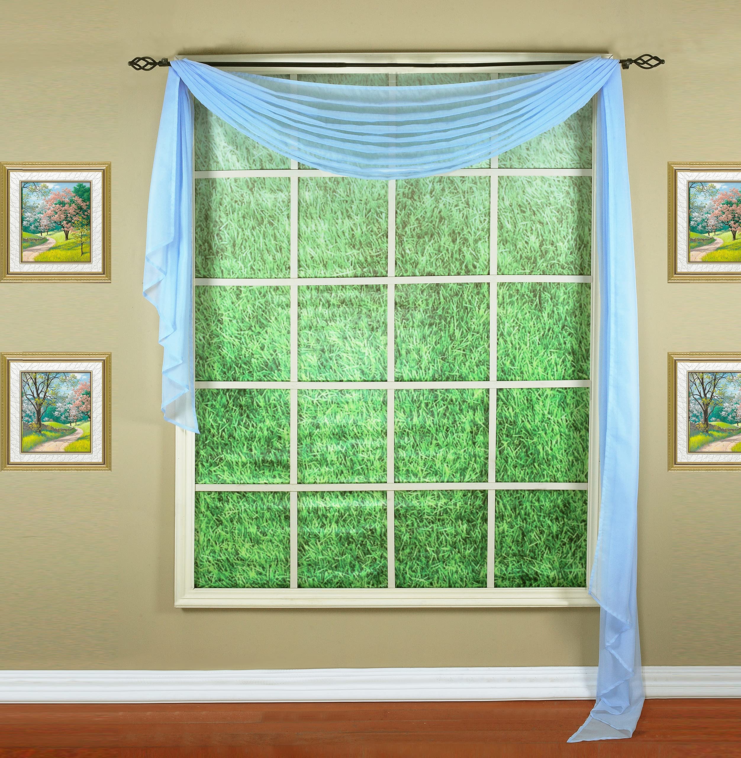 Amazon.com: Today's Curtain Emelia Original Voile Scarf 216", Sky Blue ...