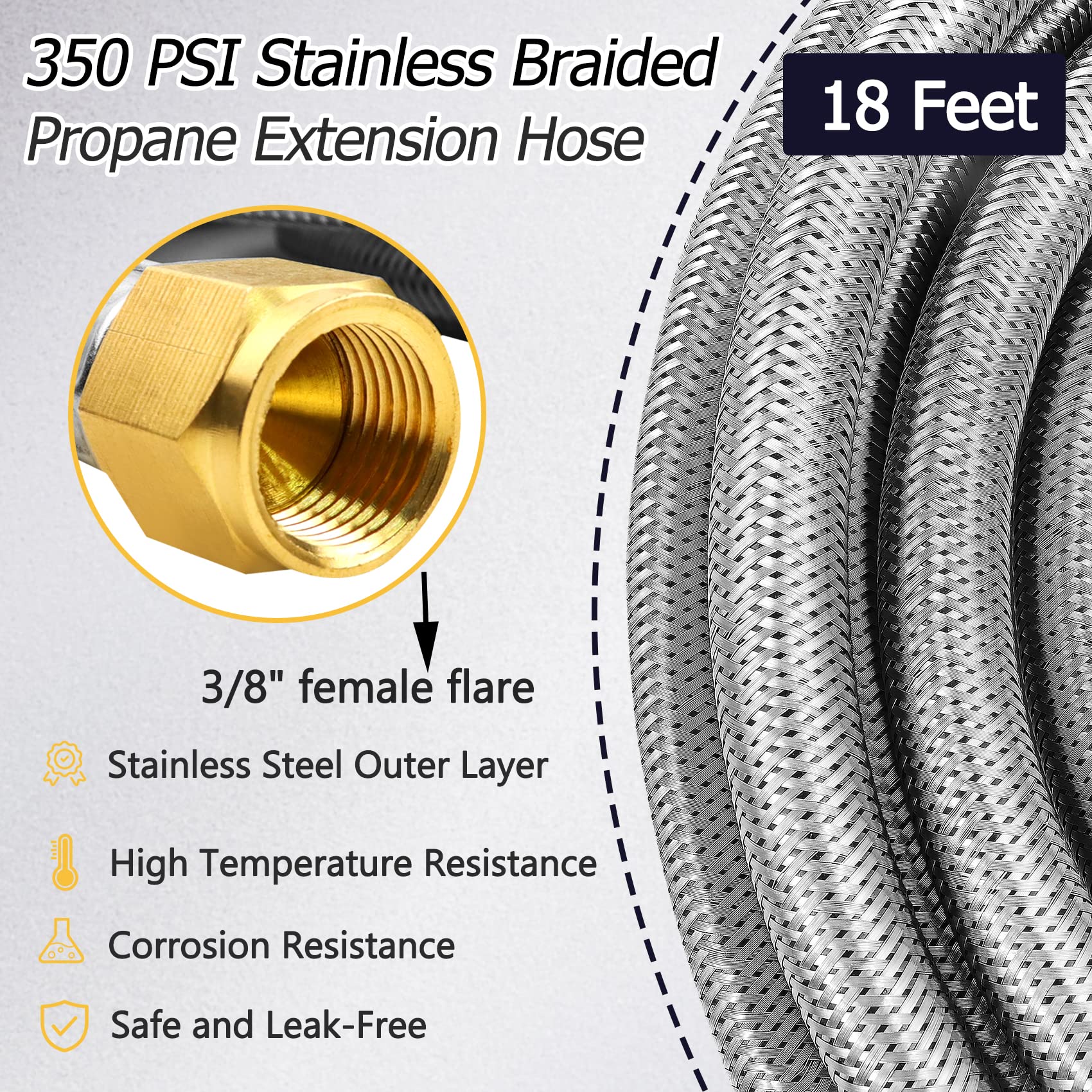 Snapklik.com : Upgraded 18 Feet Braided Propane Hose Extension