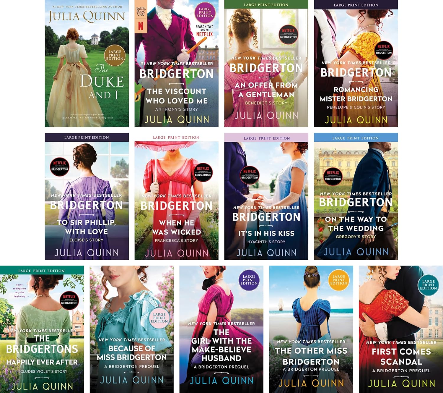 Bridgerton Large Print Edition | Complete Series Set (13 Books): Julia ...